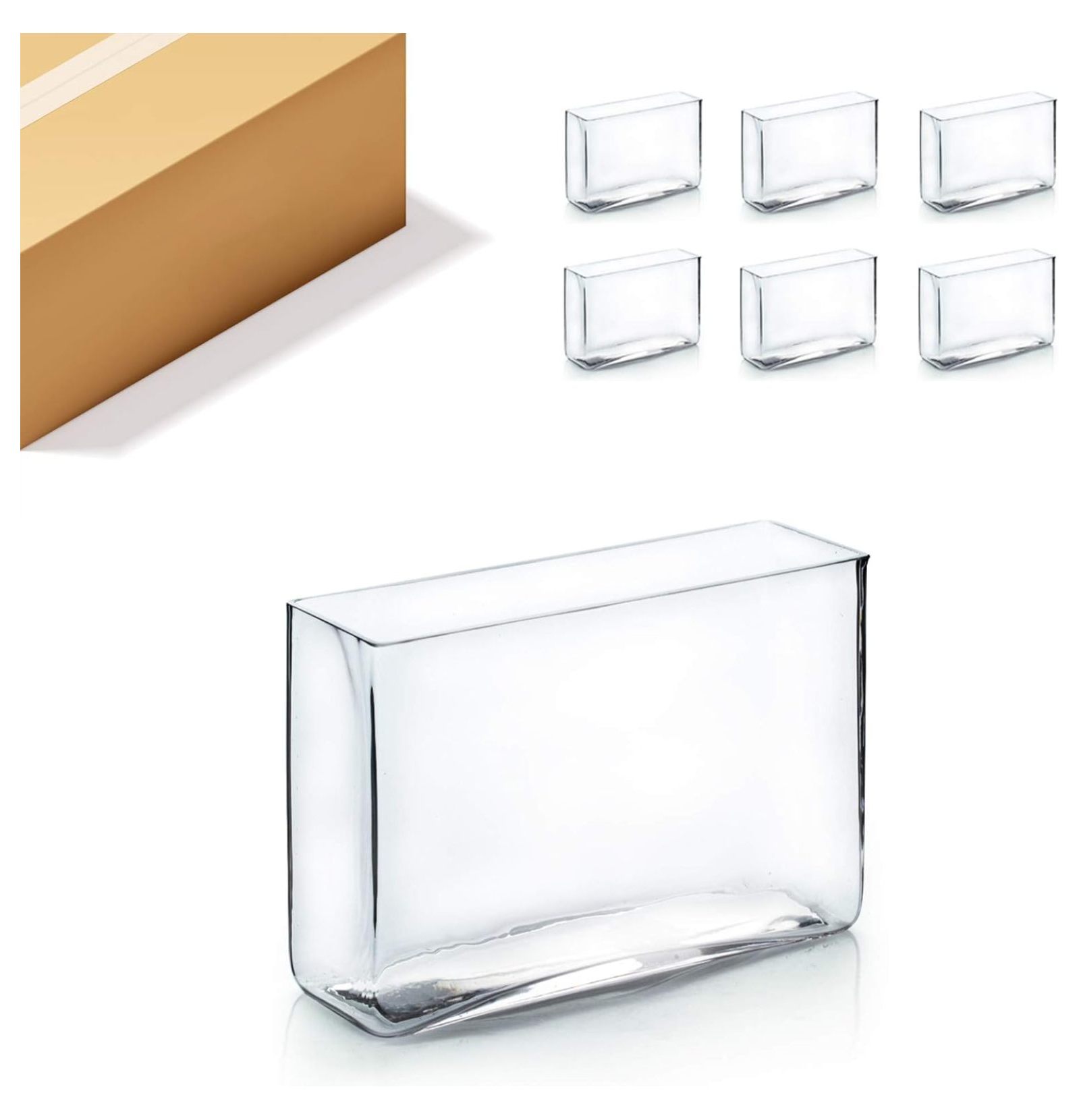WGV Long Rectangle Block Vase Bulk, Width 3", Length 10", Height 7 ...