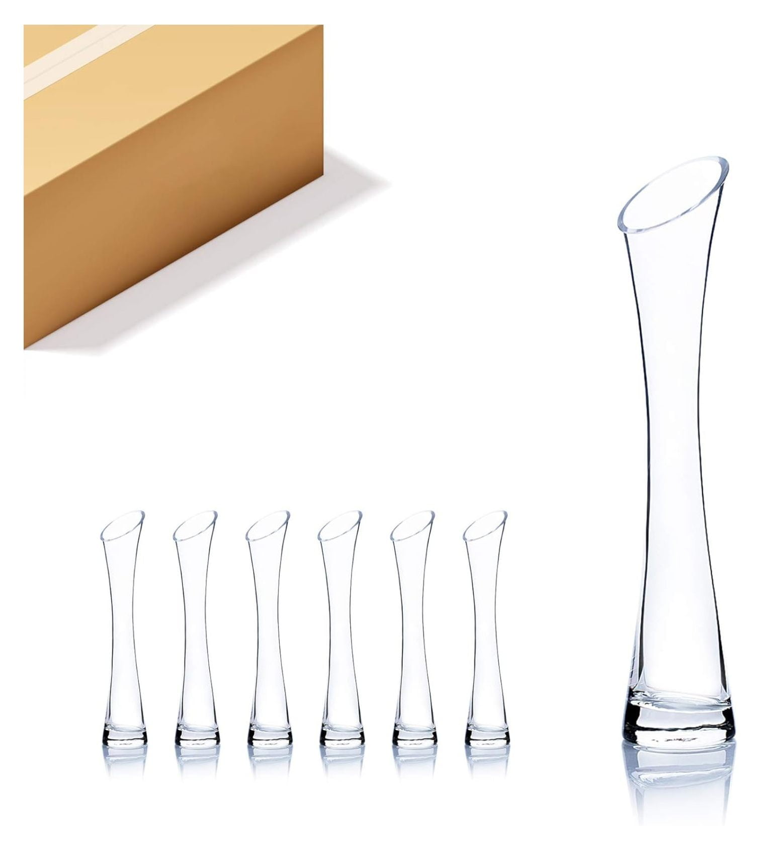 WGV Maria Bud Vase Bulk, Width 2", Height 10", Clear Slant Cut Opening ...