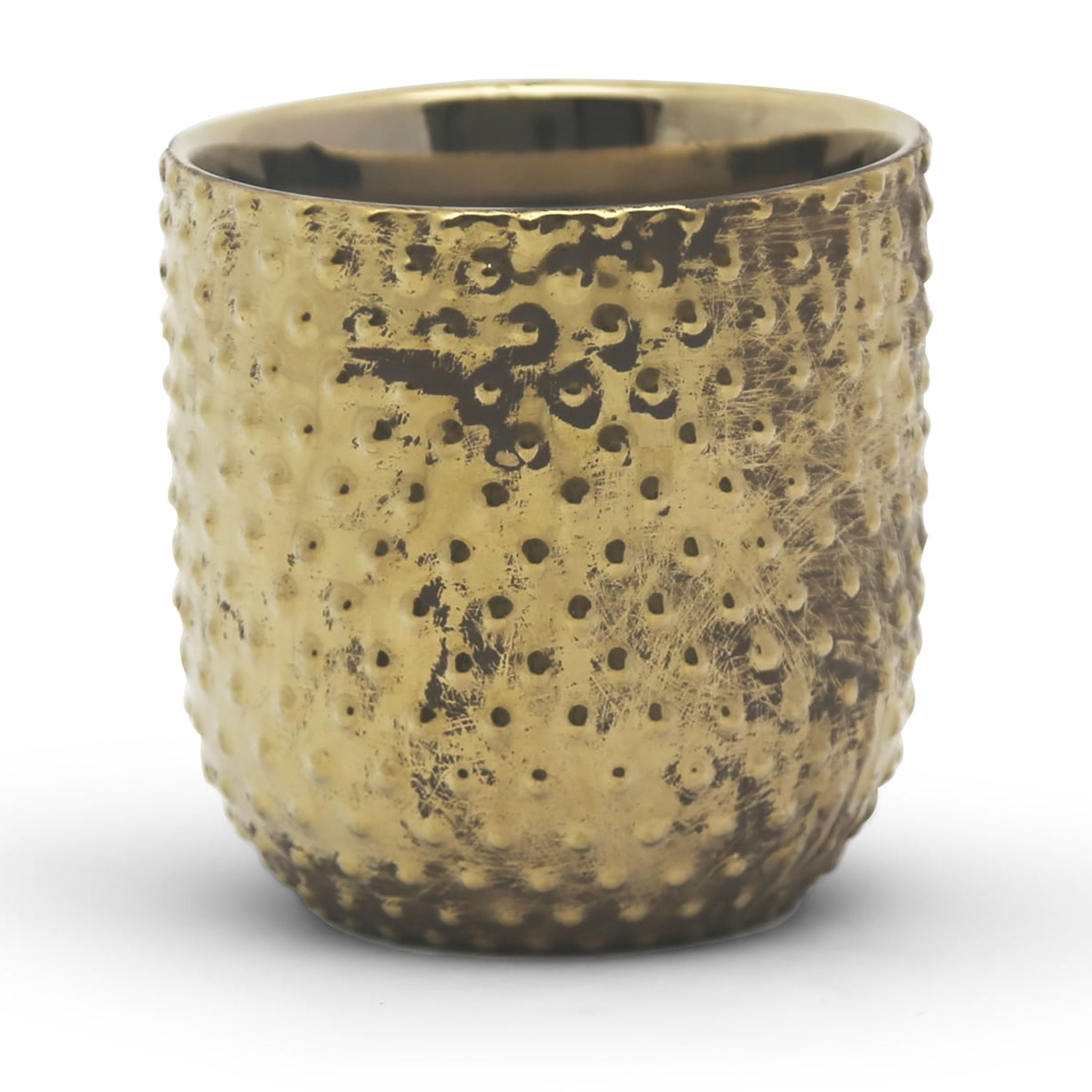 WGV Medium Antique Gold Ceramic Pot - 4" Wide x 4" Height, Good quality ...