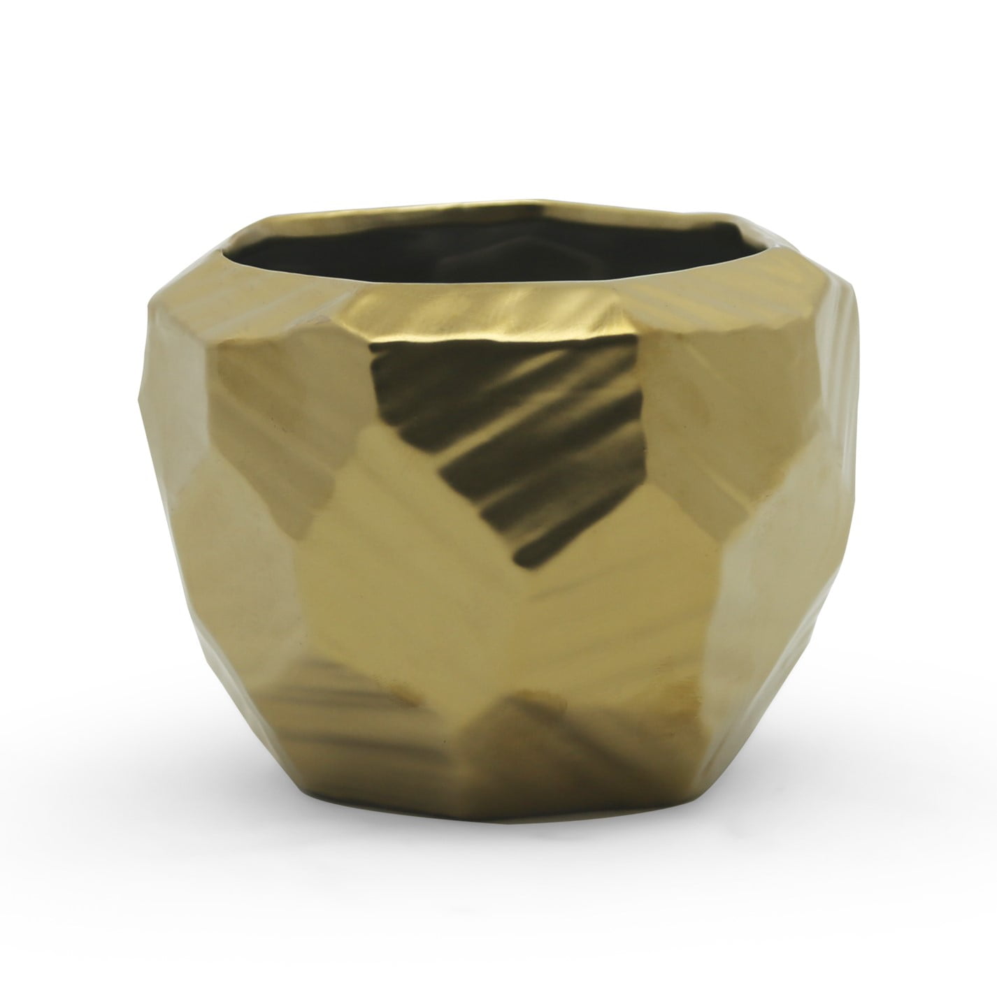 WGV Medium Gold Geometric Pot - 5" Wide x 4" Height, Good quality ...