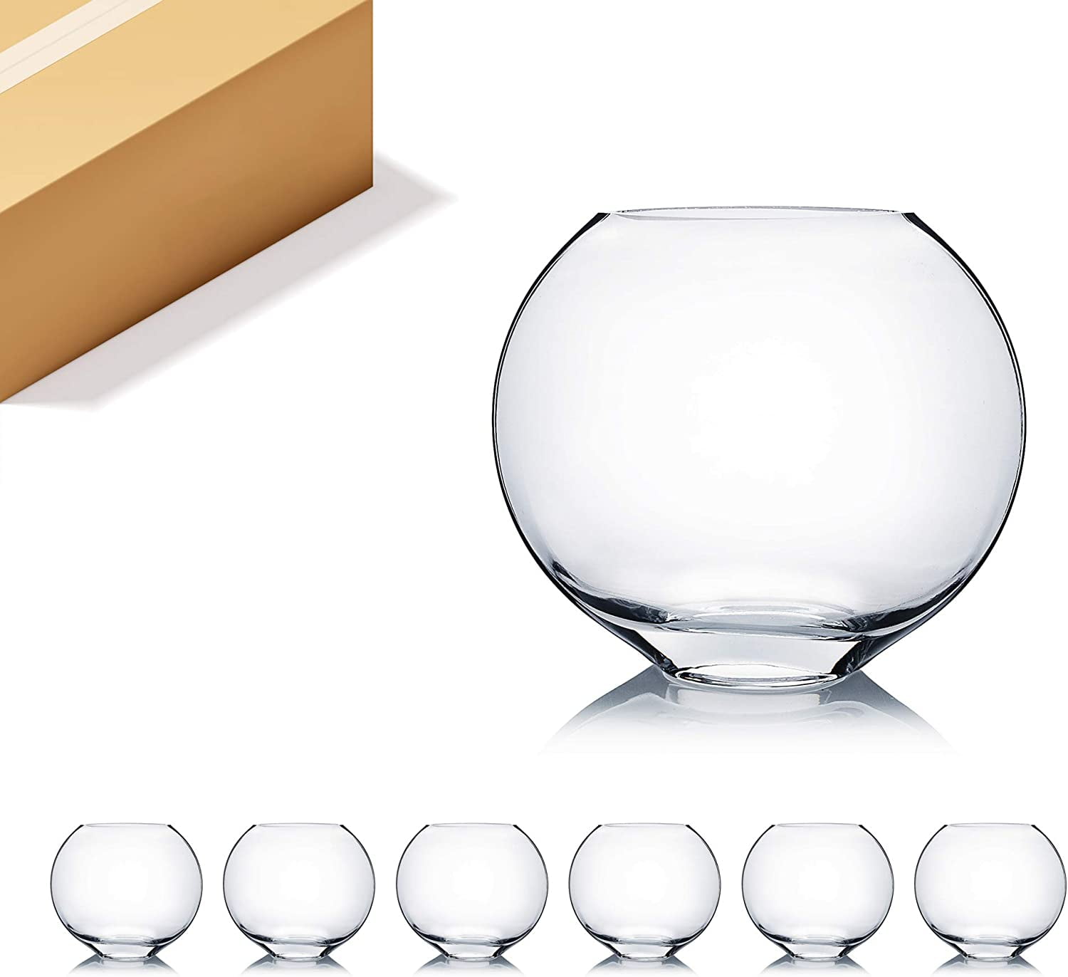 WGV Moon Vase Bulk, 6" x 2.5"W, 5.25" H, Clear Glass Floral Container ...