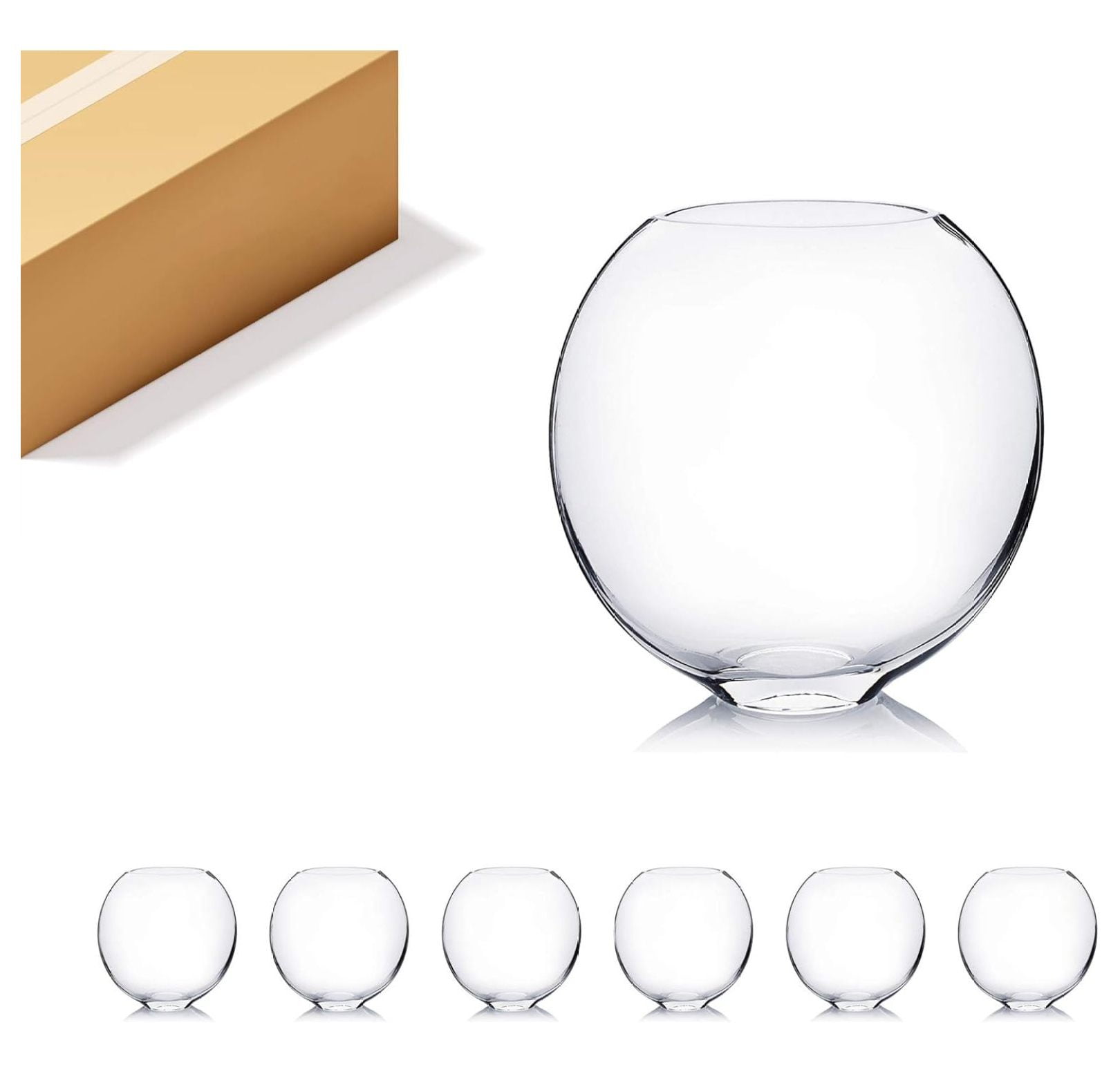 WGV Moon Vase Bulk, 8" x 3.75"W, 7" H, Clear Glass Floral Container ...