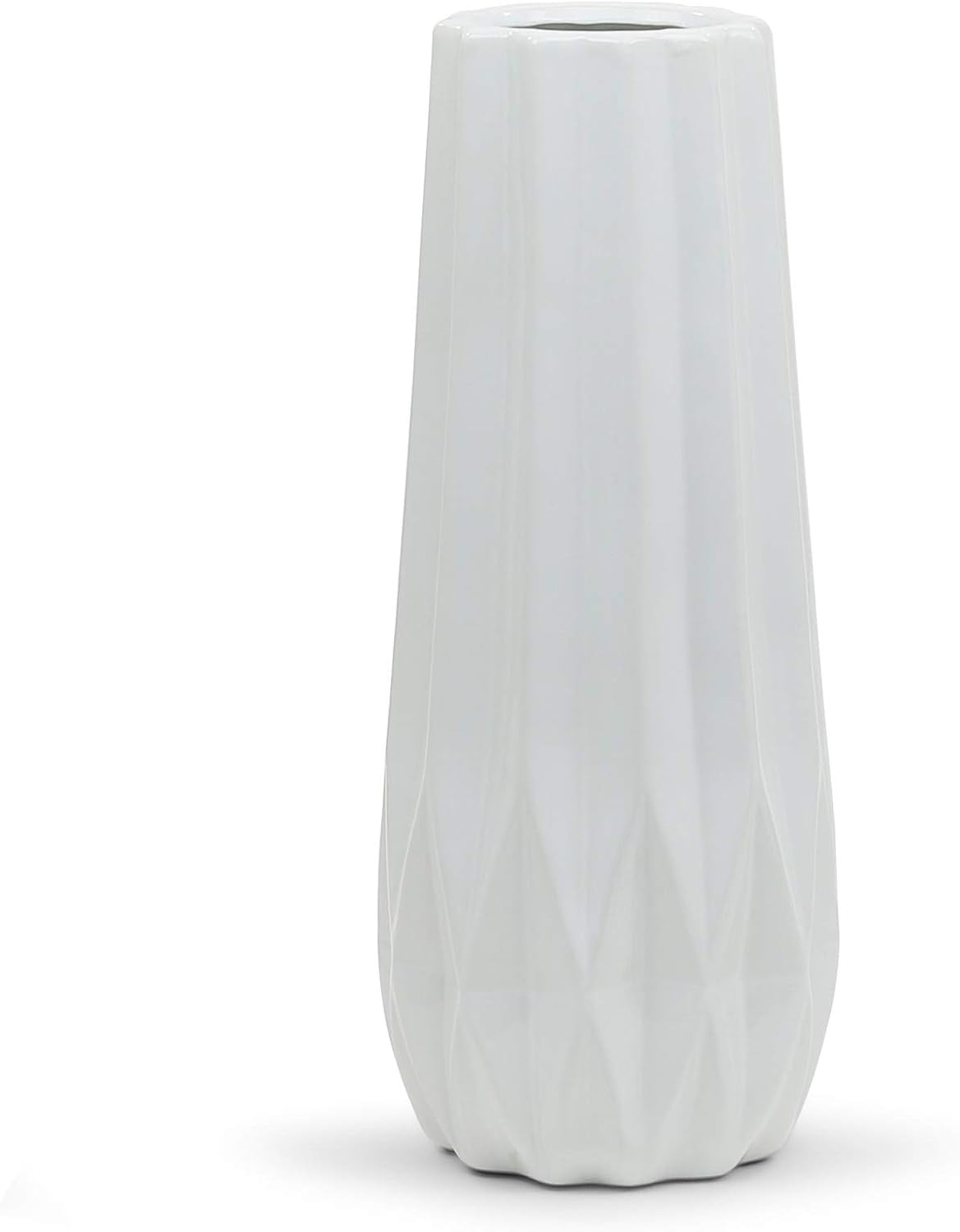 WGV Origami Ceramic Vase, Width 6", Height 14", Tall Matte White ...