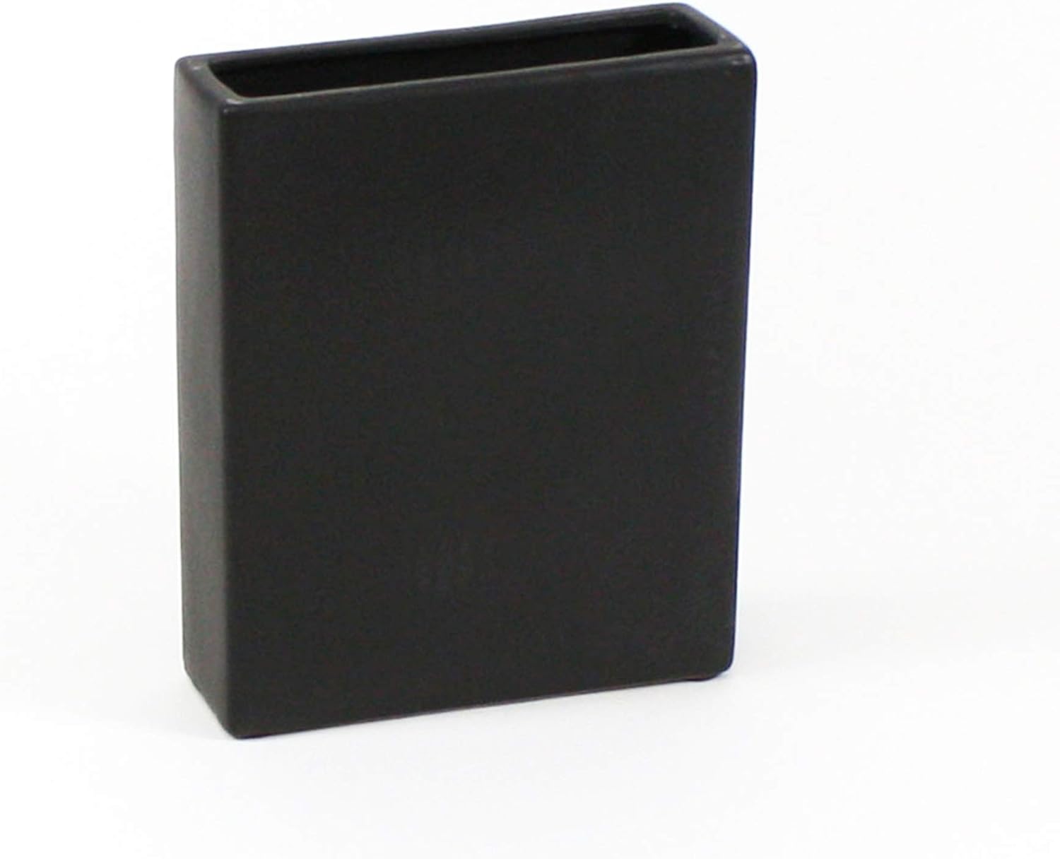 WGV Rectangle Block Ceramic Vase 8" x 2.5" x 10"H Black Tall Narrow ...