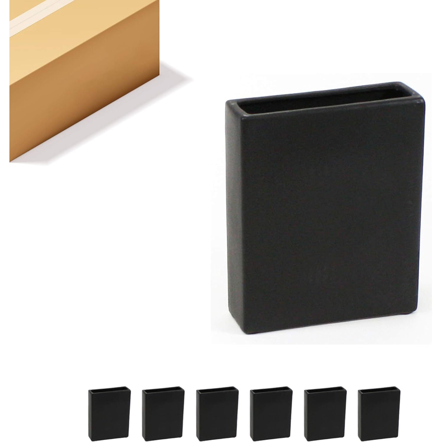 WGV Rectangle Block Ceramic Vase Bulk 8" x 2.5" x 10"H Black Tall ...