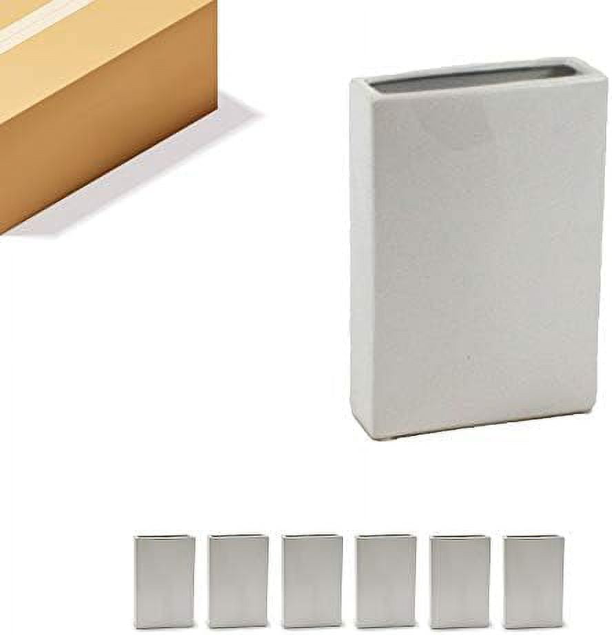 WGV Rectangle Block Ceramic Vase Bulk 8" x 2.5" x 12"H White Tall ...