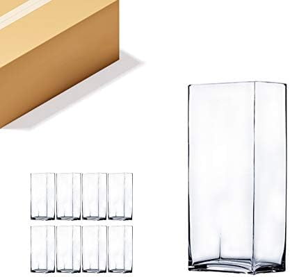 WGV Rectangle Block Vase Bulk, Length 6", Width 4", Height 10", Clear ...