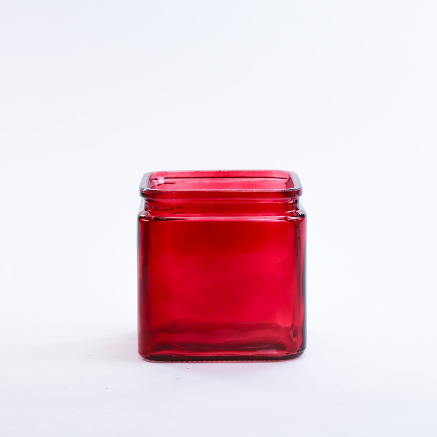 WGV Red Cube Vase With Lip, Machine Pressed - 5" Wide x 5" Height, Good ...