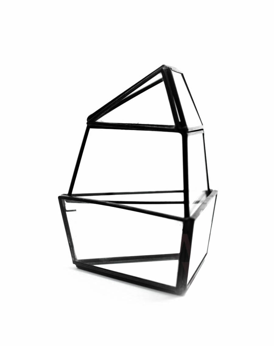 WGV Short Triangular Obelisk Geometric Glass Terrarium- 5" Wide x 6 ...