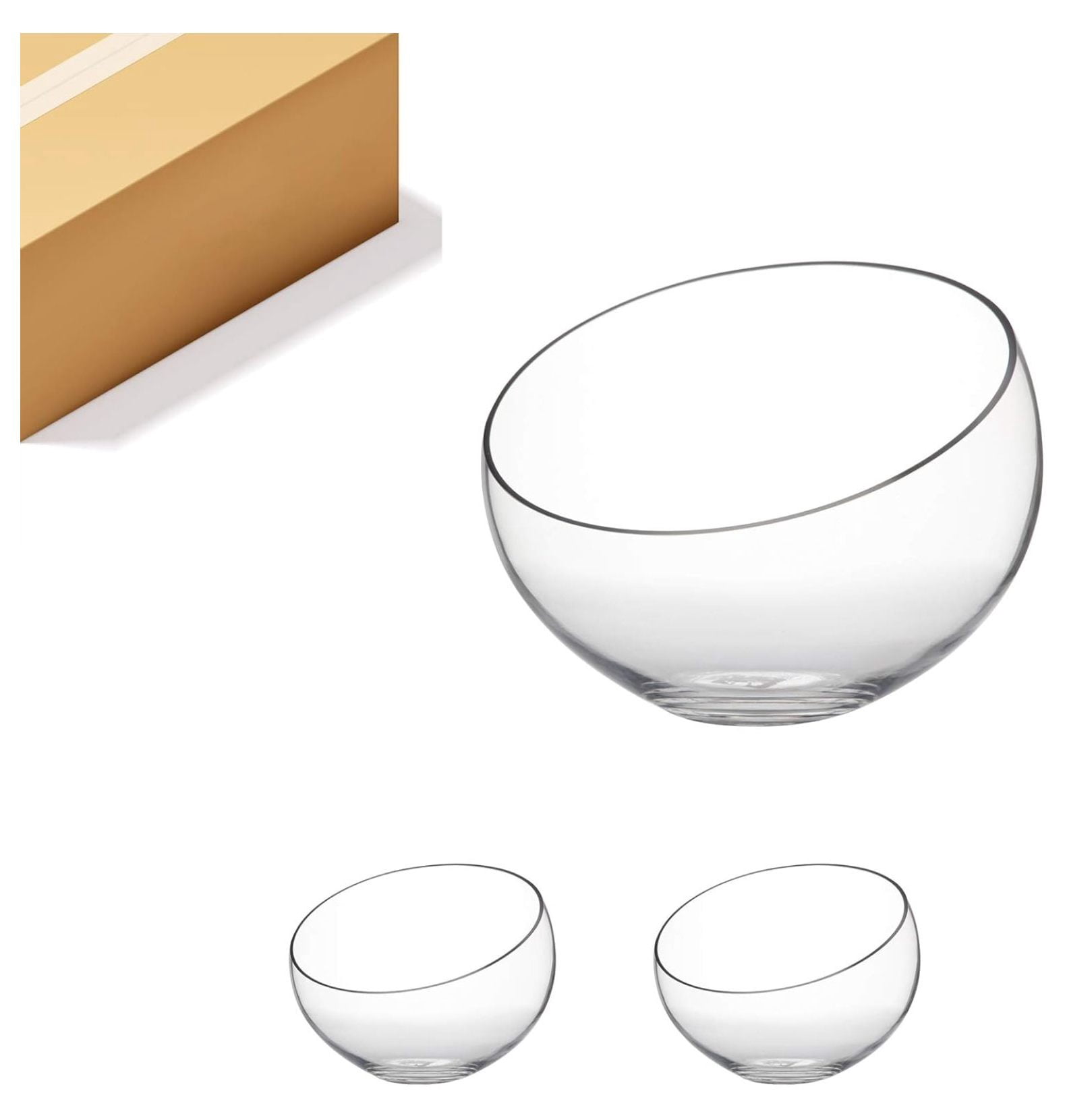 WGV Slant Cut Bowl Glass Vase Bulk, Width 11", Height 9.5", Clear ...