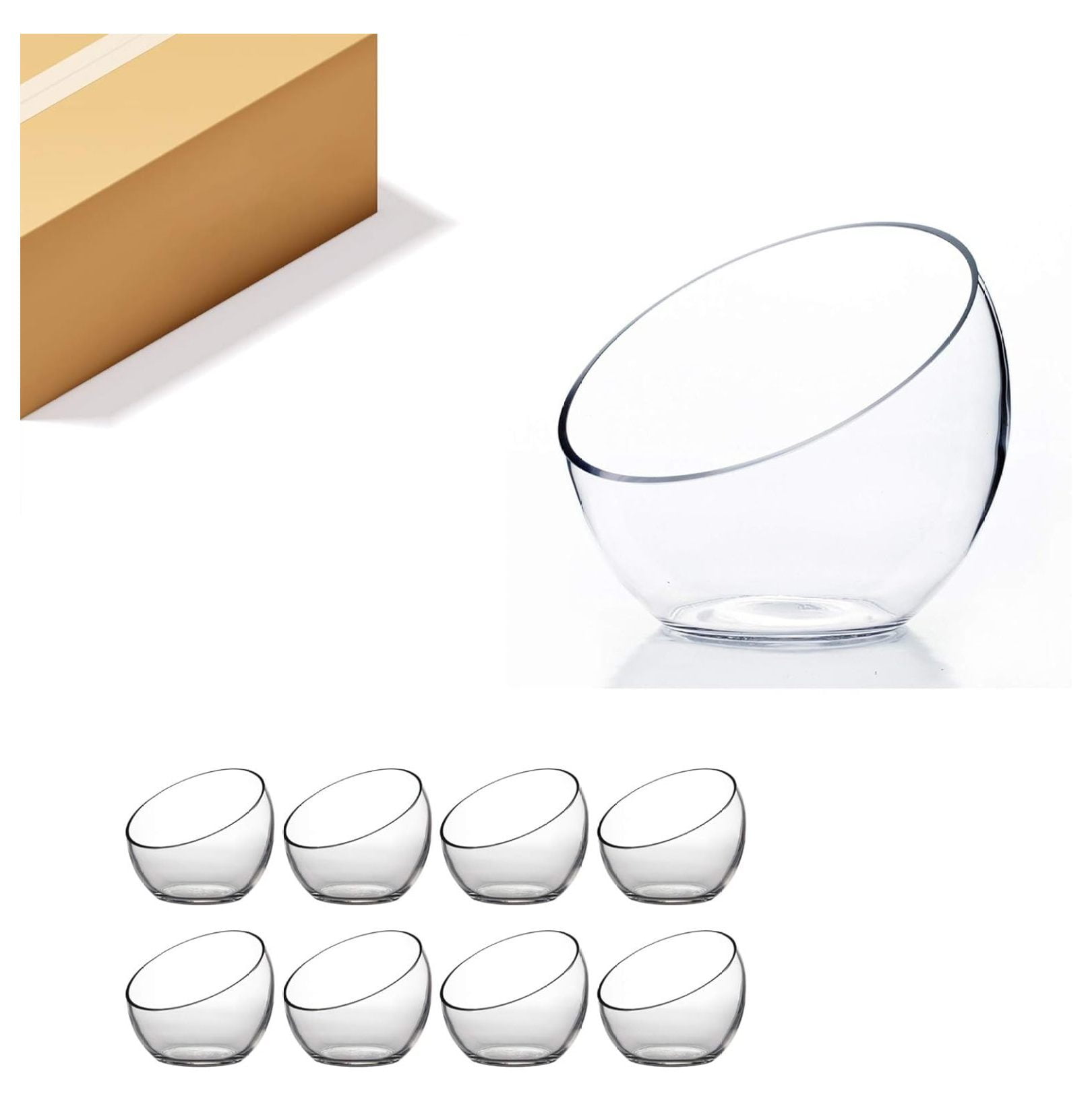 WGV Slant Cut Bowl Glass Vase Bulk, Width 7", Height 6", Clear ...