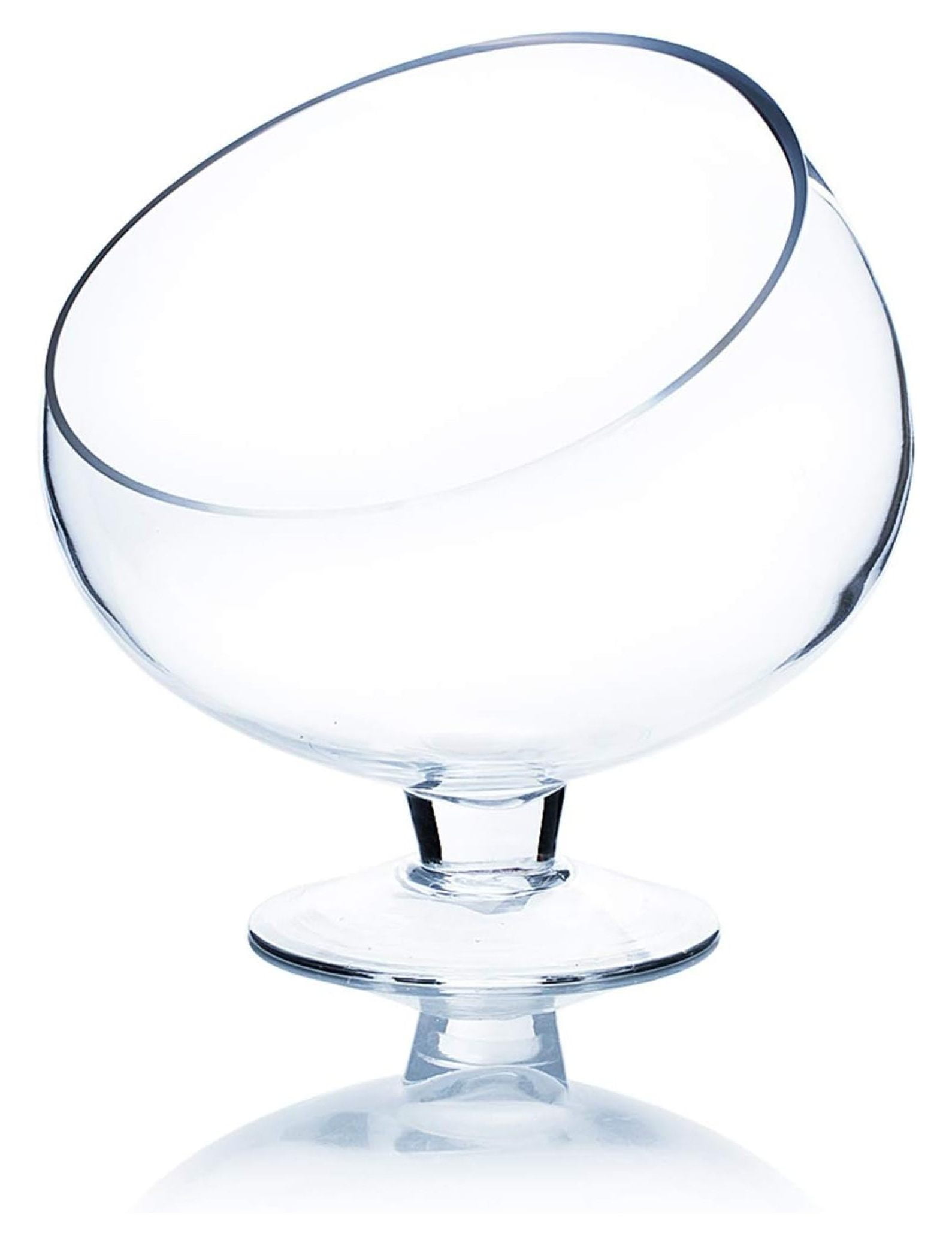WGV Slant Cut Bowl Glass Vase with Stand, Width 6.5", Height 7", Clear ...