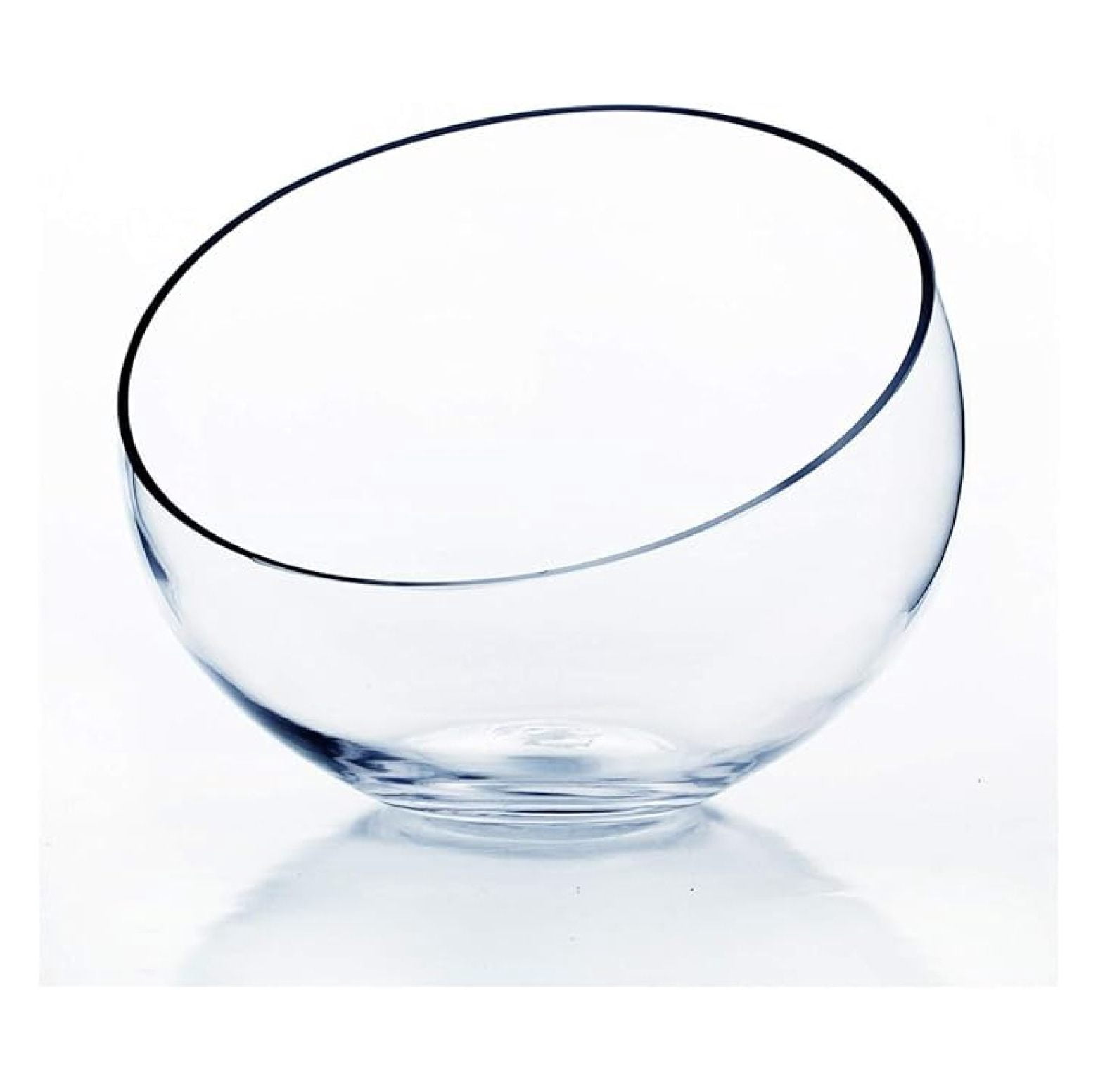 WGV Slant Cut Bowl Glass Vase, Width 9", Height 8.25", Clear Terrarium ...