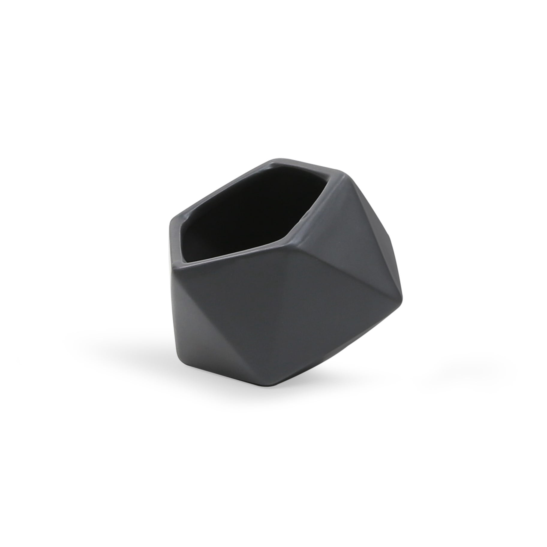 WGV Small Tilted Geometric Pot - Matte Black - 4" Wide x 3.35" Height ...