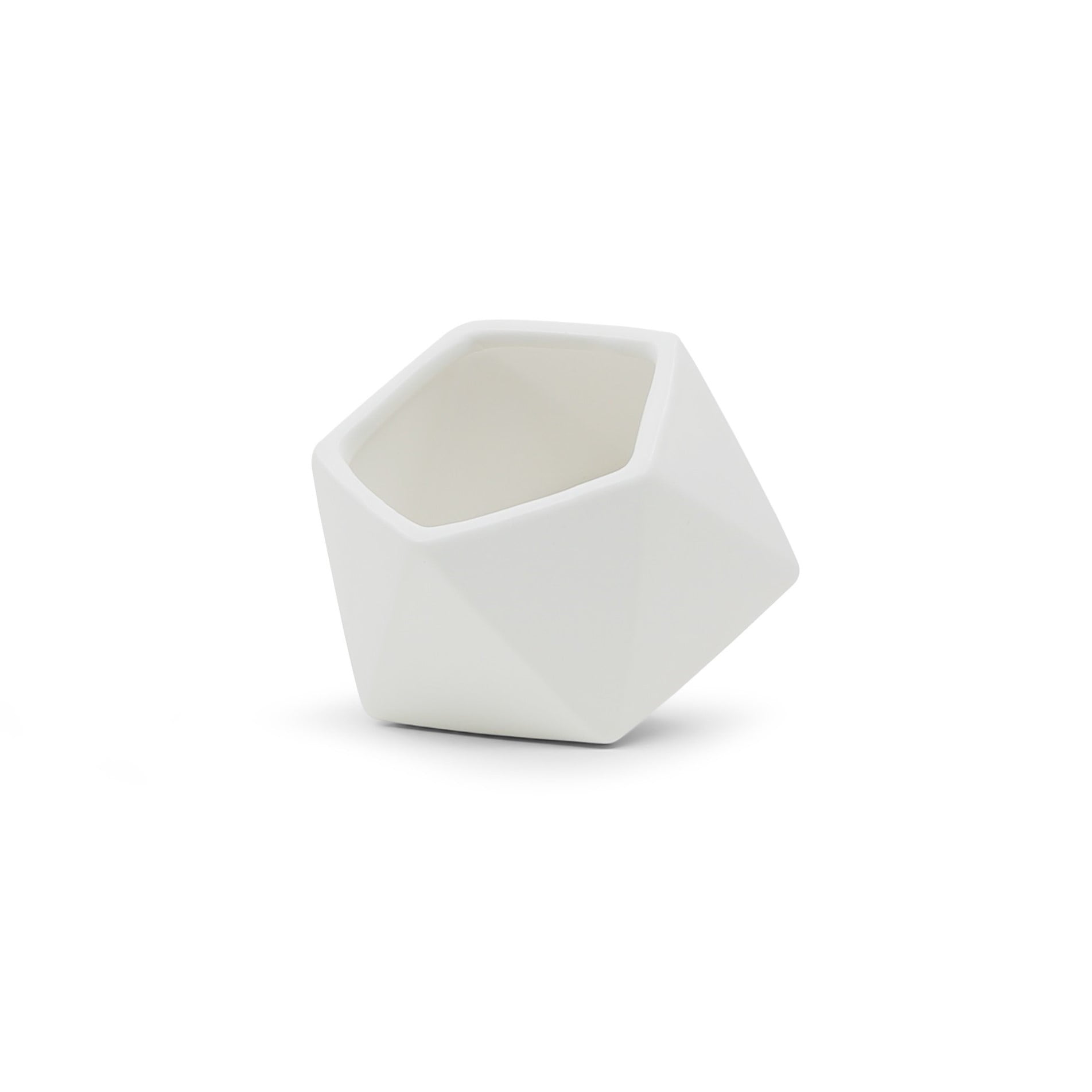 WGV Small Tilted Geometric Pot - Matte White - 4" Wide x 3.35" Height ...