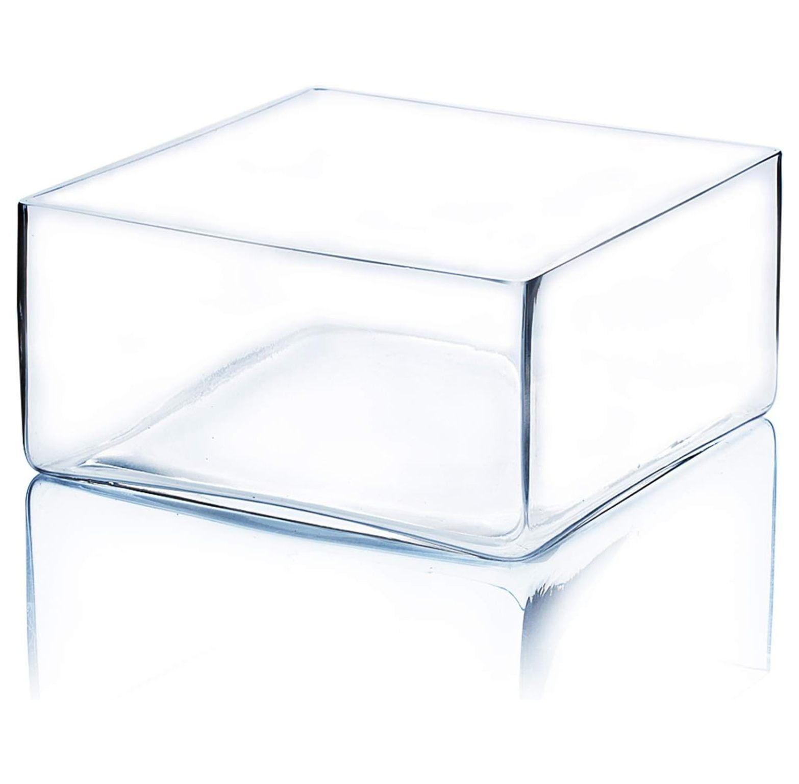 WGV Square Block Glass Vase Bulk, Length 8", Height 4", Clear Large ...
