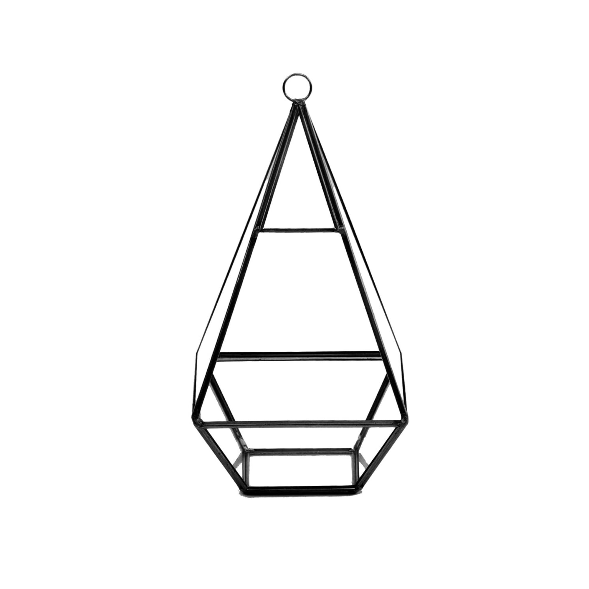 WGV Tall Black Raised Pyramid Geometric Glass Terrarium - 5" Wide x 9.5 ...