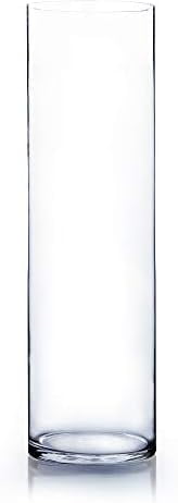WGV Tall Cylinder Glass Vase Bulk, Open Width 7", Height 26", Clear ...