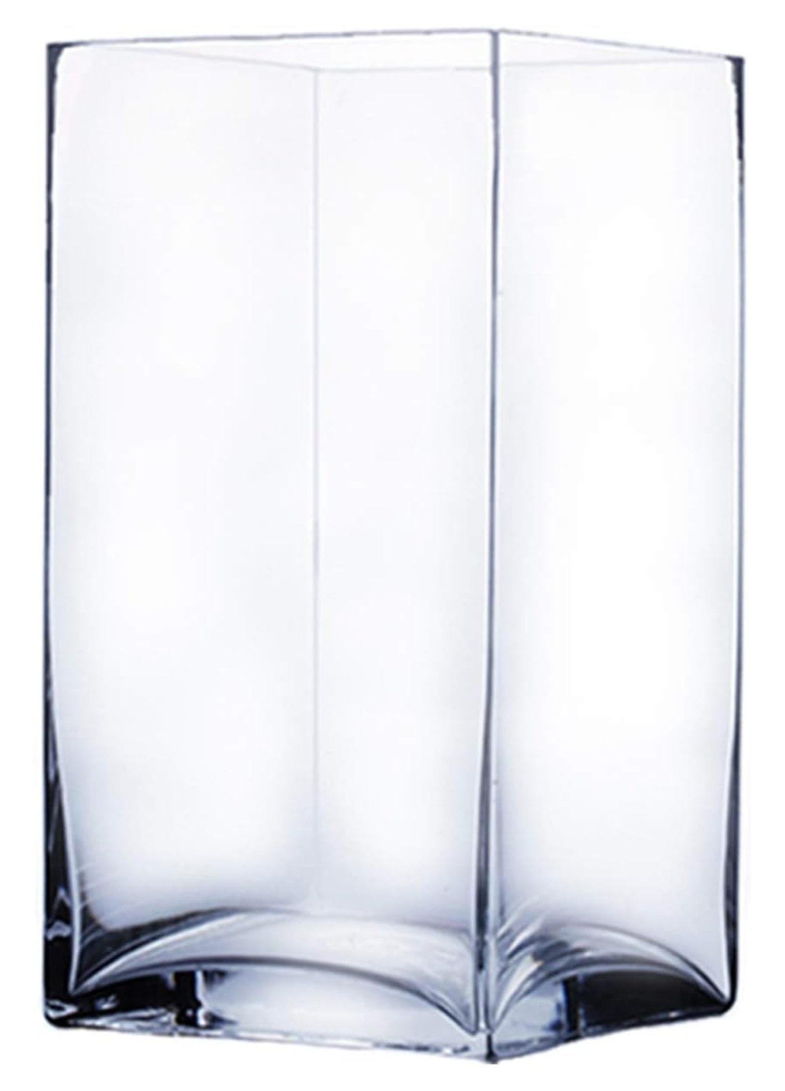 WGV Tall Square Vase Glass Block, Length 6", Height 12", Clear Planter ...