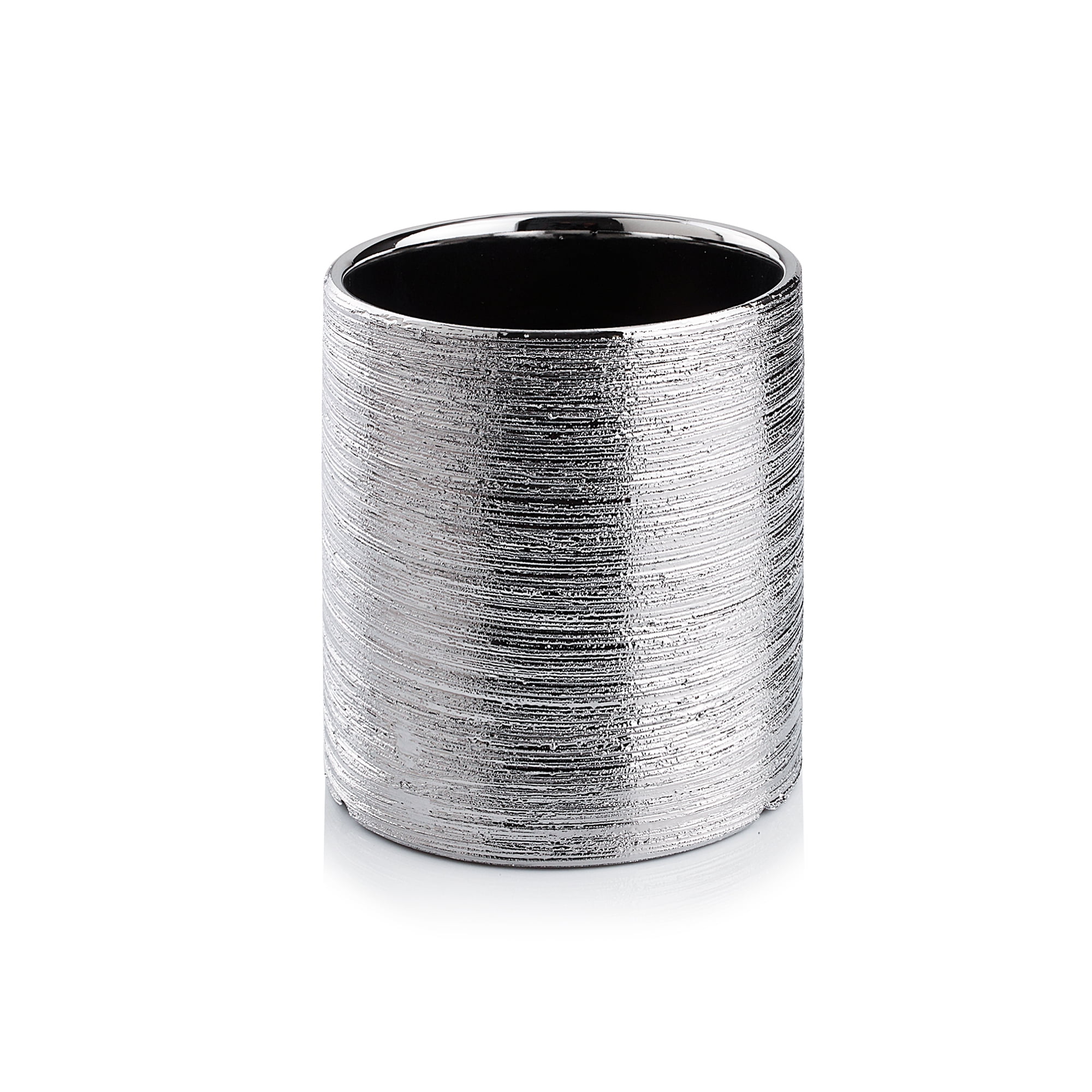 WGV Textured Silver Ceramic Cylinder - 4" Wide x 4" Height, Good ...