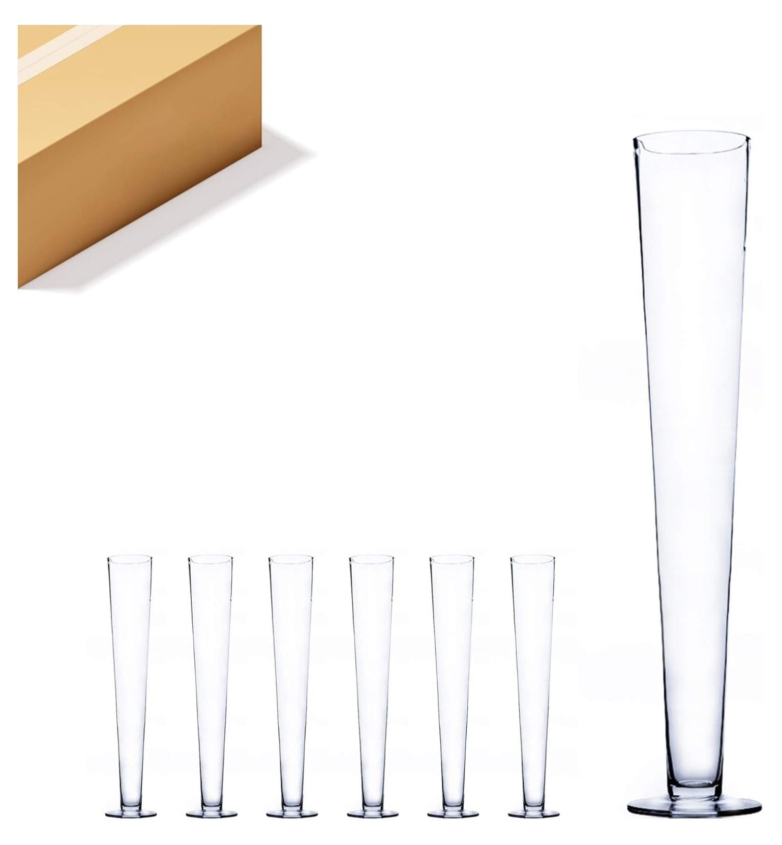 WGV Trumpet Glass Vase Bulk, Open 4", Height 23.5", (Multiple Sizes ...