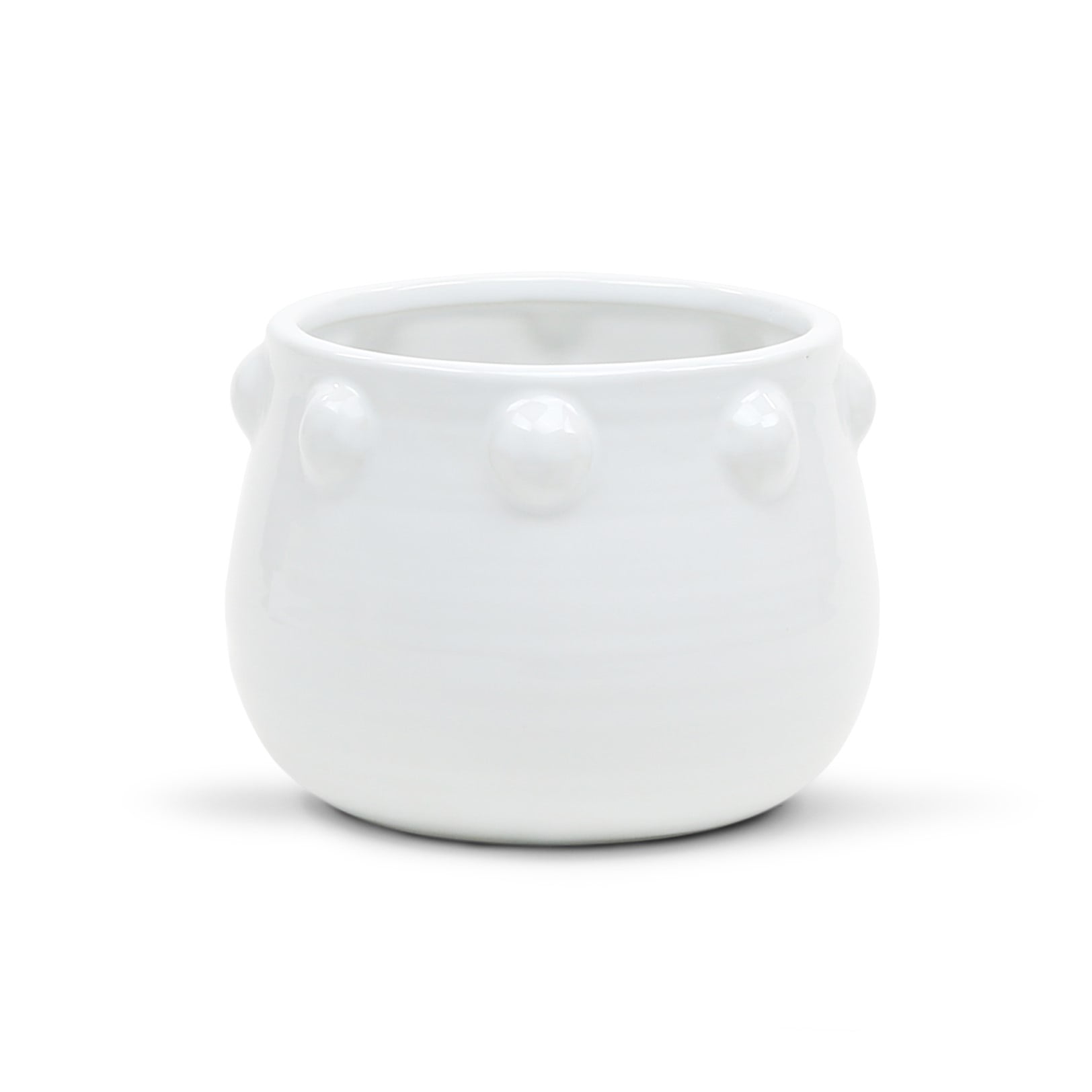 WGV White Honey Pot Vase With Decorative Knob Edge - 6.5" Wide x 5 ...