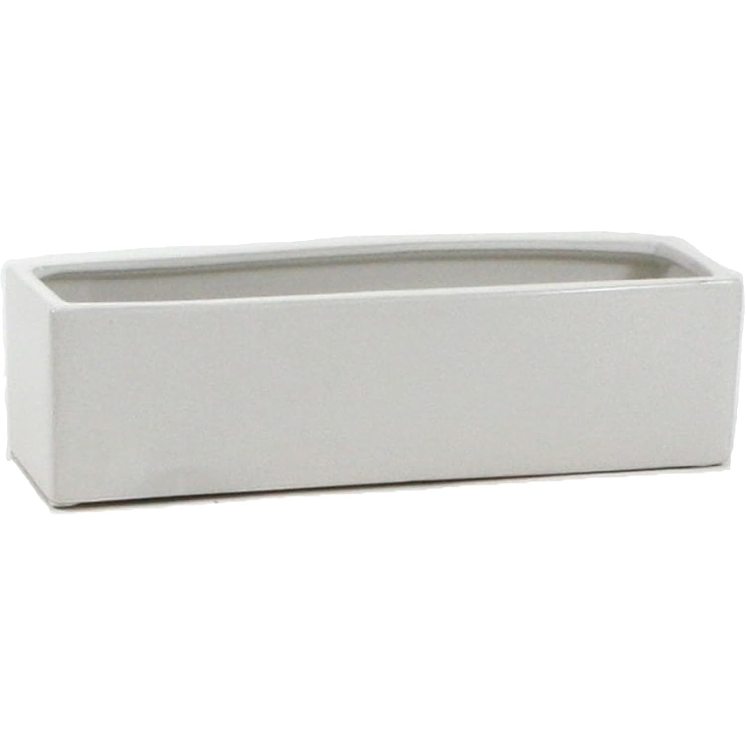 WGVI Long Rectangle Ceramic Planter Vase in White 14" x 4" x 4"H ...