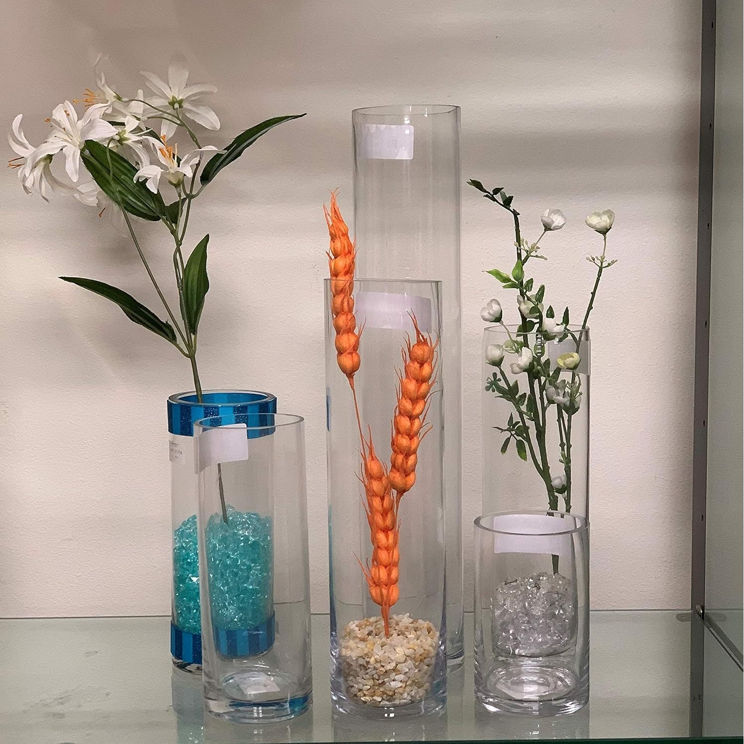 WGVI Quality Thick Clear Cylinder Glass Vase, 3" W x 5" H, Multiple ...