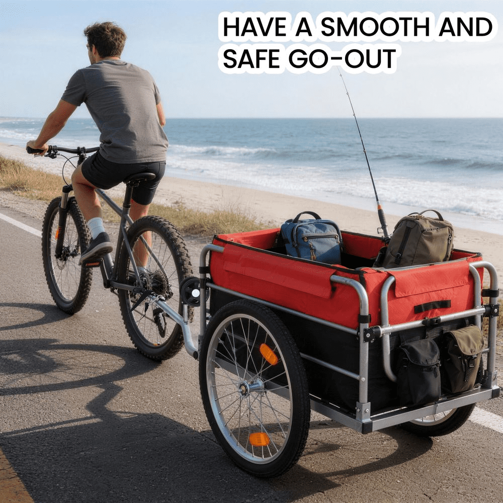 WGYPRIME Bike Cargo Trailer, Heavy Duty Bicycle Wagon Cart with Safe ...