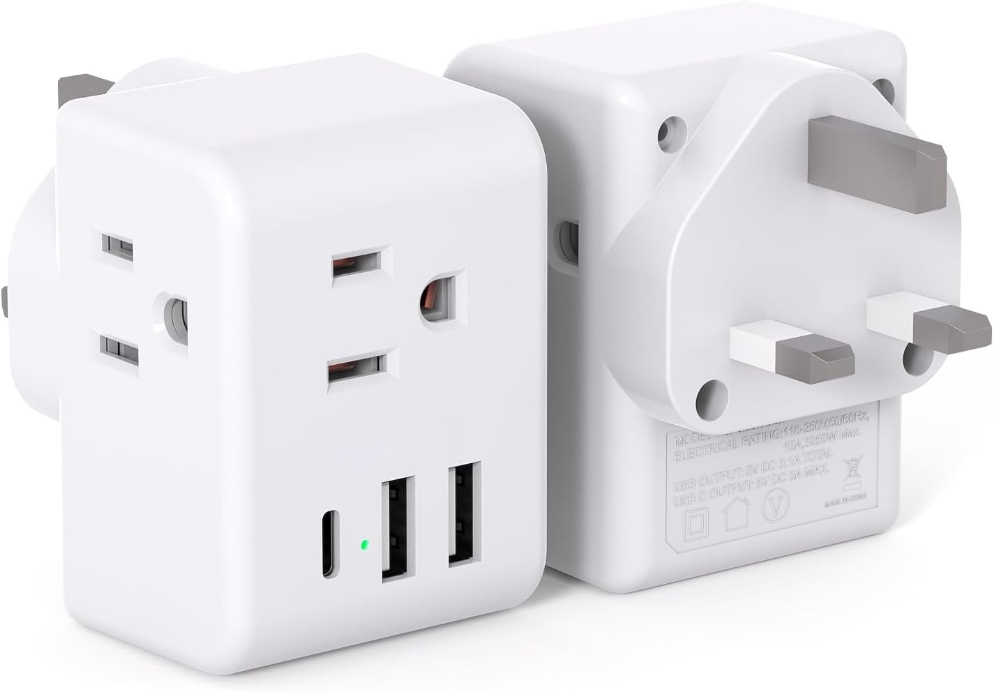 WH2 Pack US to UK Ireland Travel Plug Adapter,Type G Power Plug Adapter ...