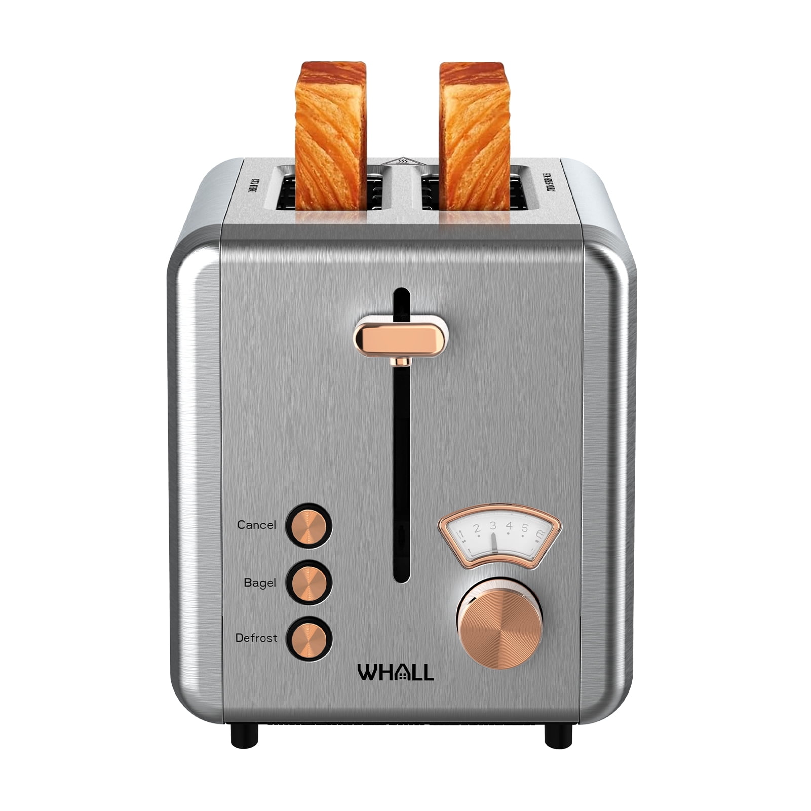WHALL® 2 Slice Toaster - Stainless Steel Toaster with Wide Slot, 6 ...