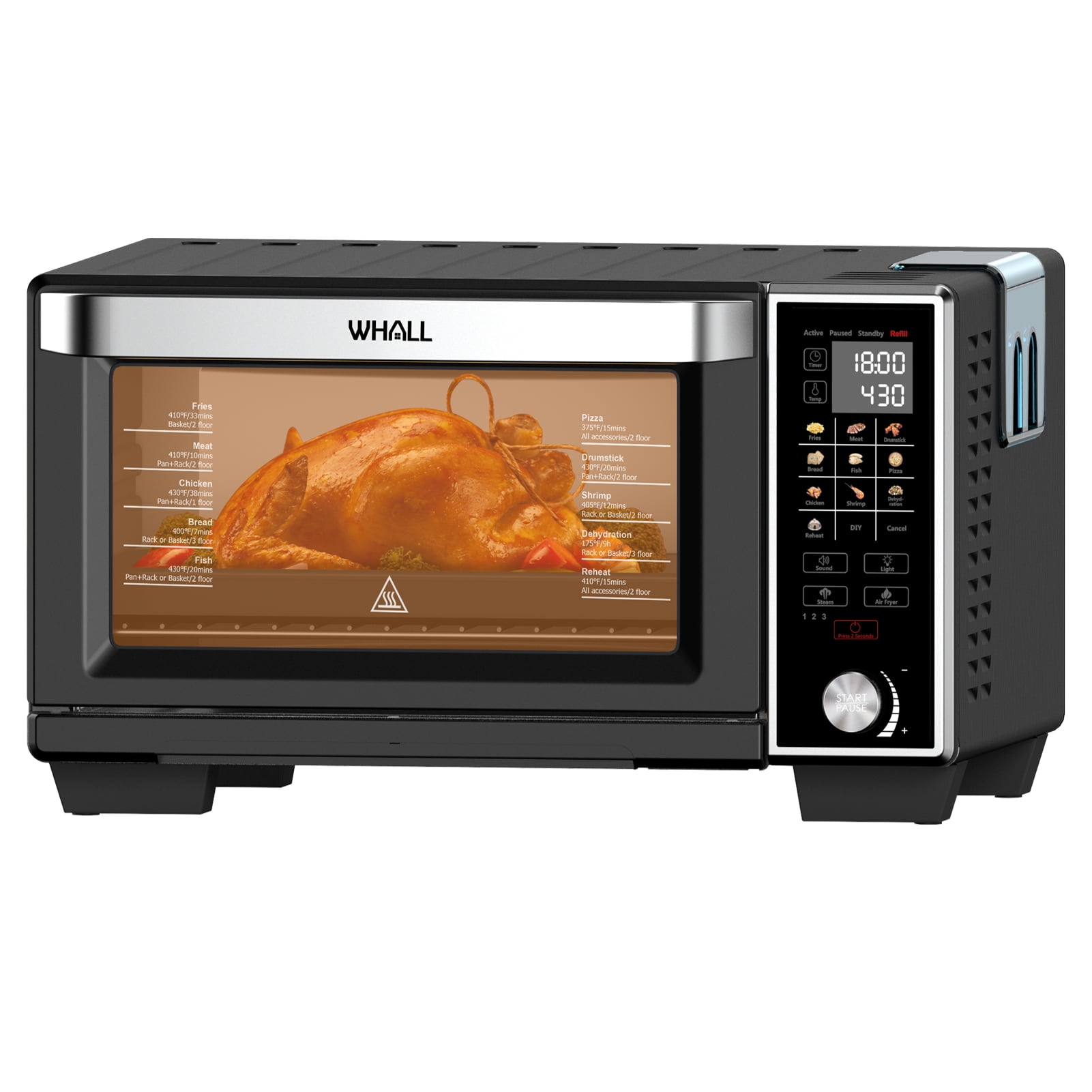 Whall® Air Fryer Oven 30qt Stainless Steel Smart Convection Toaster Oven With Steam Function