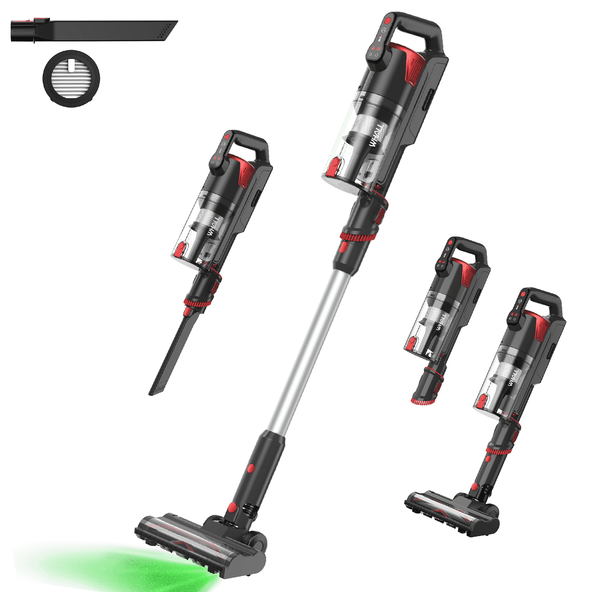 WHALL Cordless Vacuum Cleaner, Lightweight Stick Vacuum with LED ...