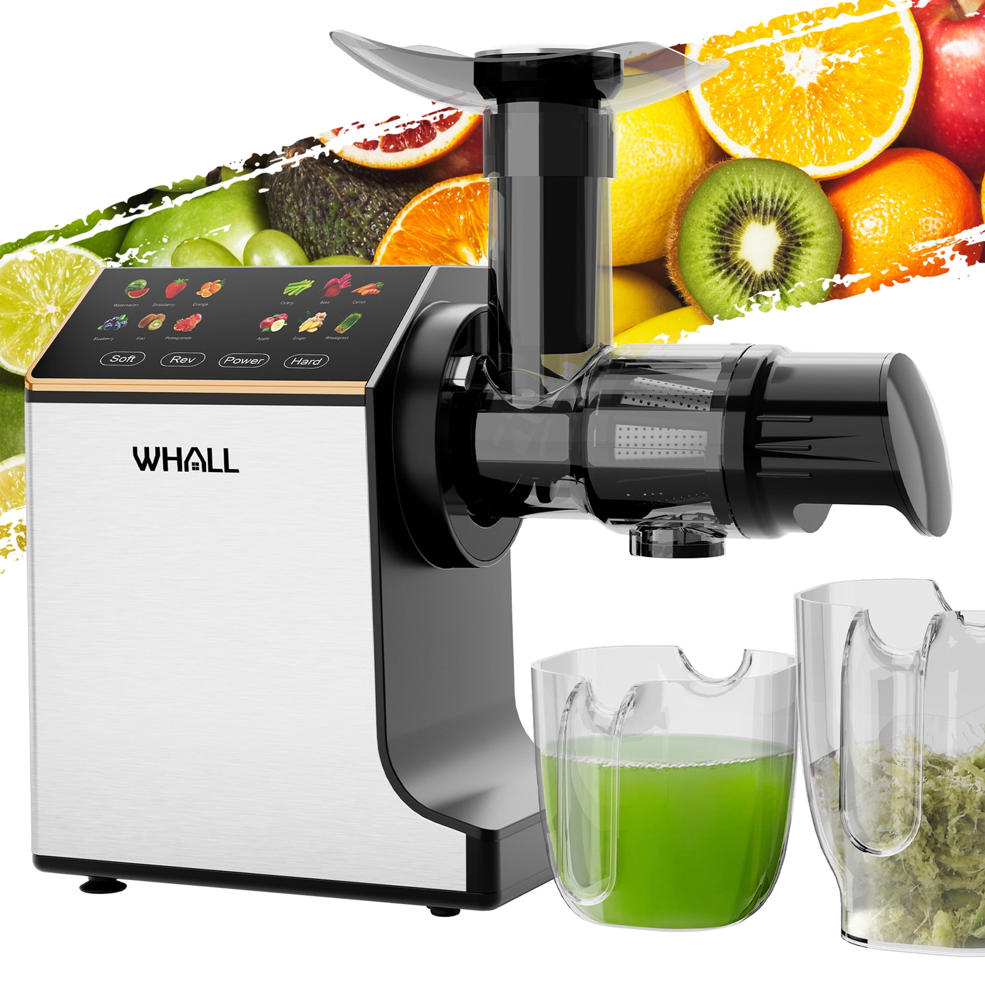 WHALL Masticating Slow Juicer Machine - Touchscreen Cold Press Juicer ...