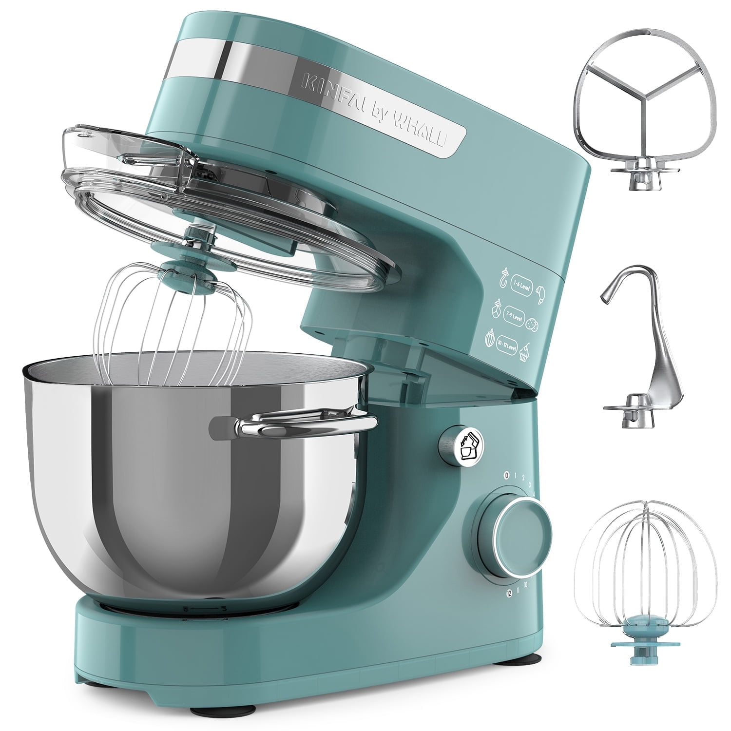 WHALL® 5.5Qt 12-Speed Stand Mixer with Dough Hook/Wire Whip/Beater ...