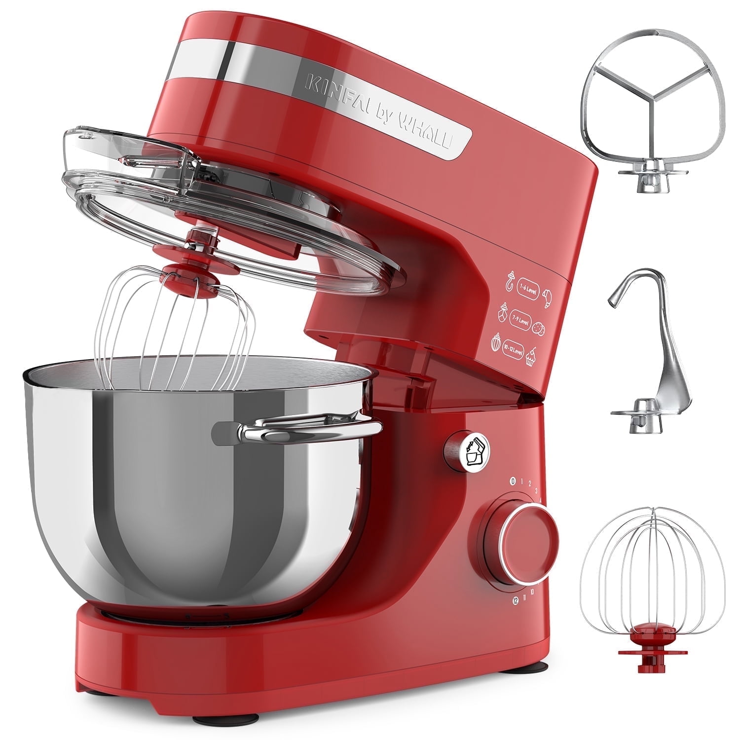 WHALL Stand Mixer, 5.5Qt 12-Speed Tilt-Head, Includes Dough Hook/Wire ...