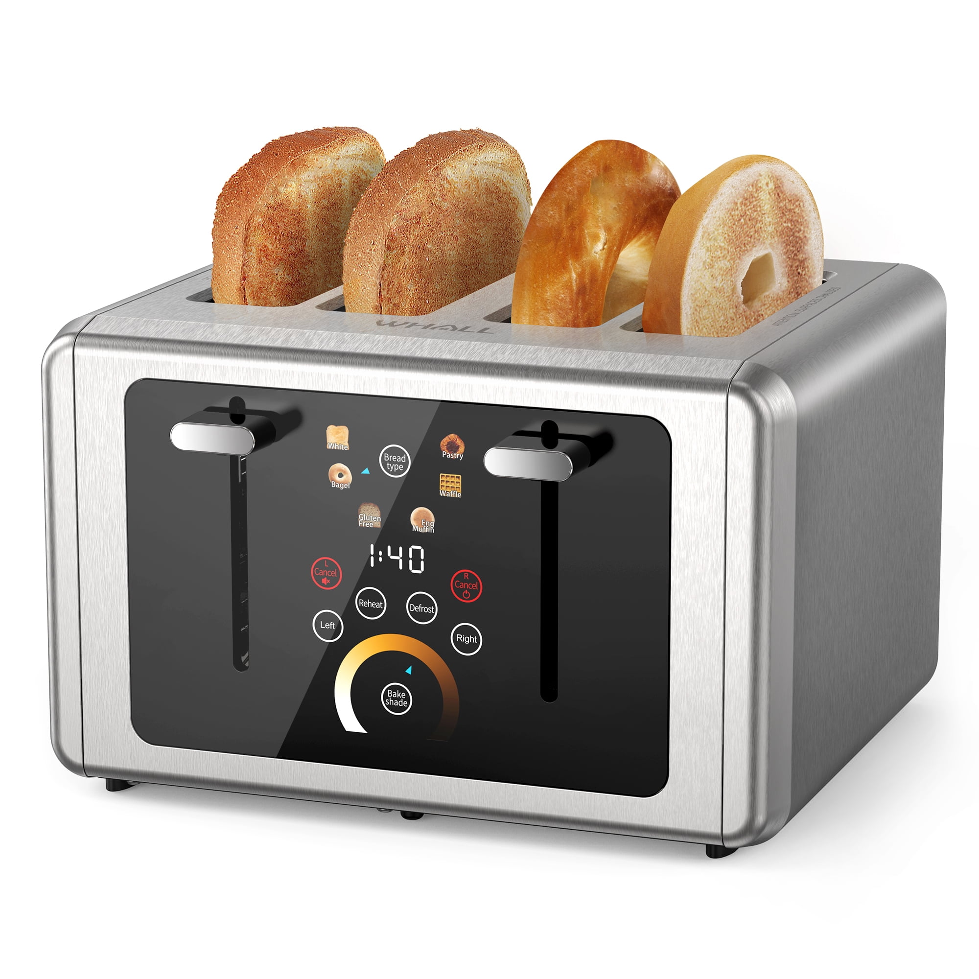 WHALL® Electric Touchscreen Toaster - 4 Slice Stainless Steel Toaster ...
