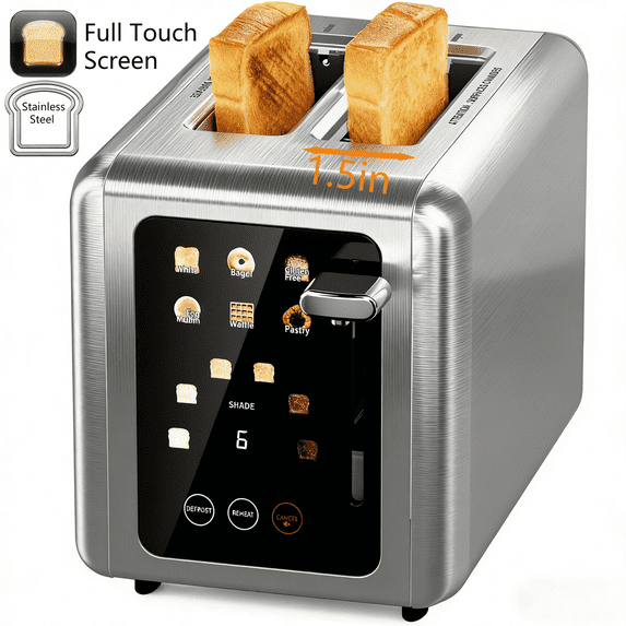 WHALLULTRA 2 Slice Touch Screen Toaster with 1.5" Wide Slots, Stainless ...