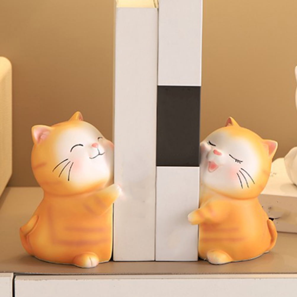 WHAMVOX 1 Pair Cartoon Cat Resin Bookend Hugging Bookends Resin Book ...