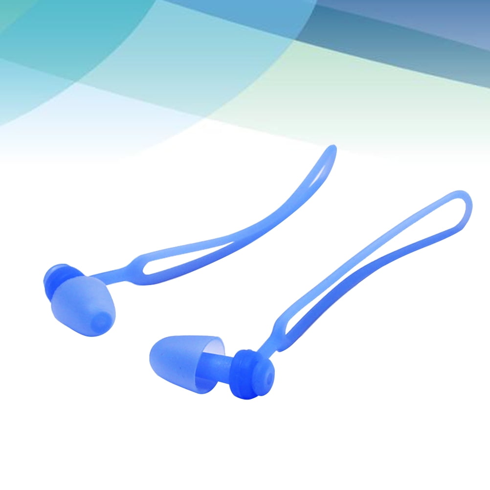 WHAMVOX 1 Pair Reusable Swimming Ear Plugs in Blue PVC with Hanging ...