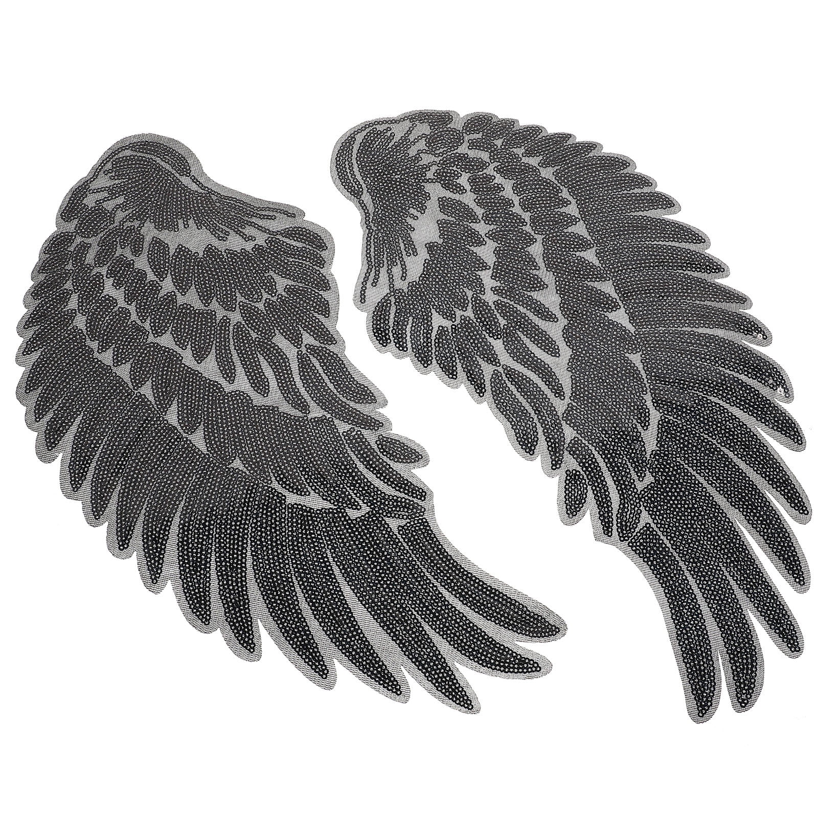 WHAMVOX 1 Pair Sequin Applique Black Wing Patches for Clothing and ...