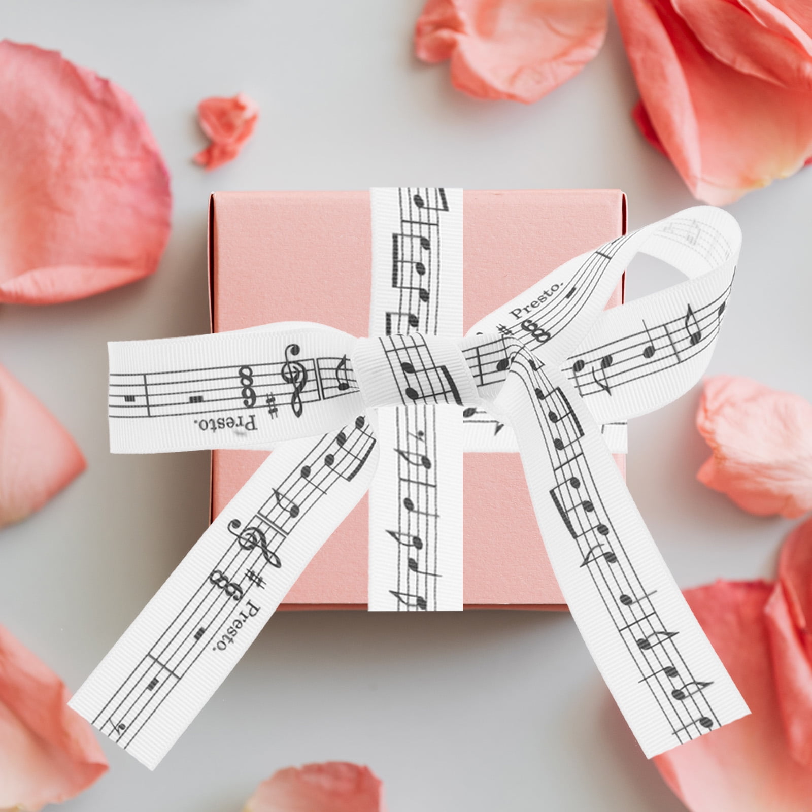 WHAMVOX 1 Roll Elegant Music Note Ribbon Polyester Ribbon Present ...