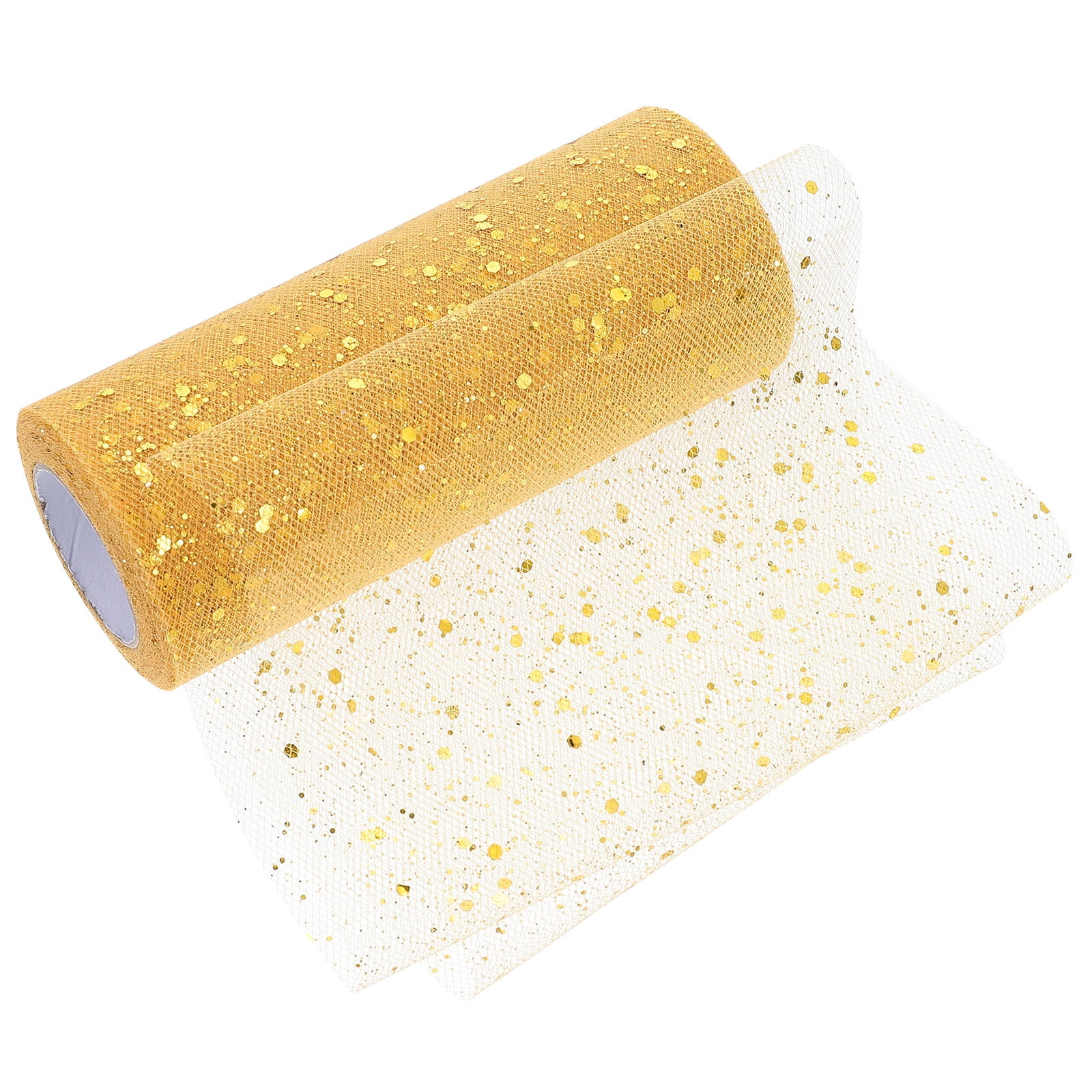 WHAMVOX 1 Roll Golden Sequin Tulle Fabric for Multi-use Decorative ...
