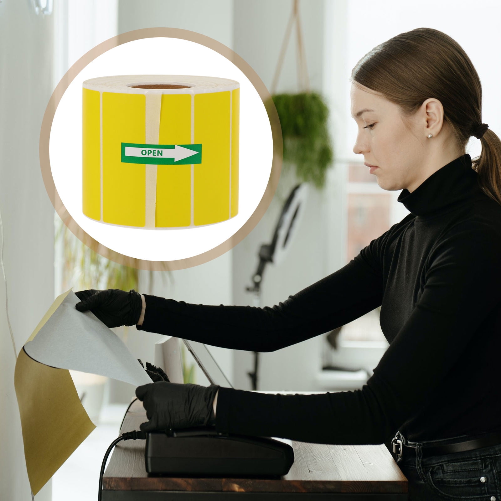 WHAMVOX 1 Roll of Label Stickers for Adornment Simple Yellow Copper ...