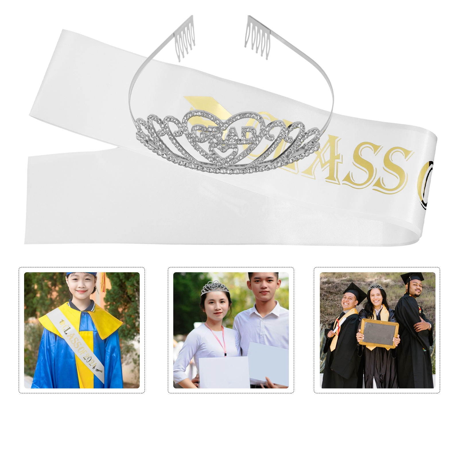 WHAMVOX 1 Set 2024 Graduation Sash Party Crown Headdress Graduation ...