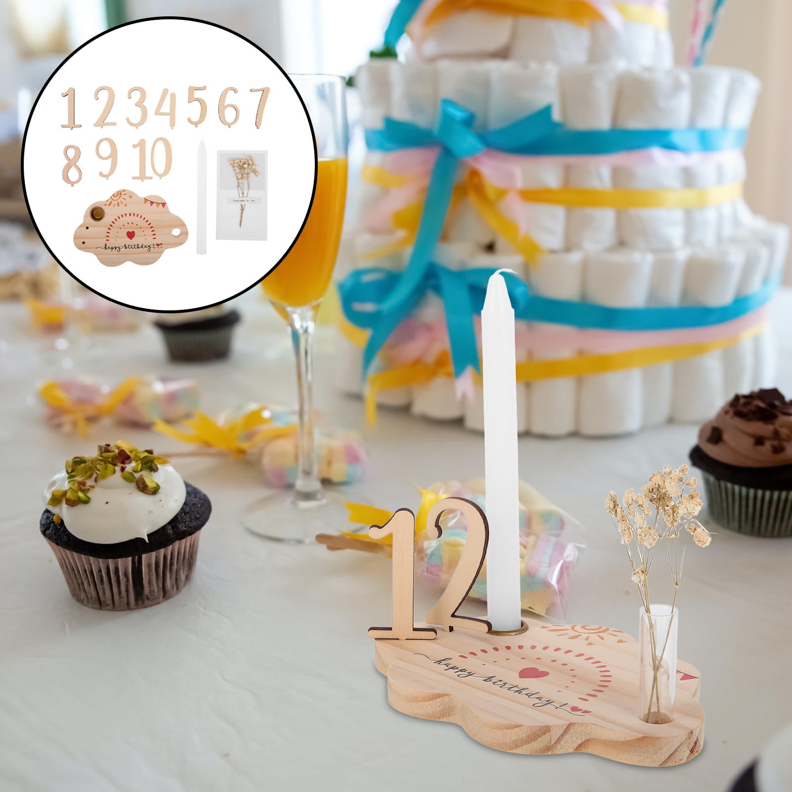 WHAMVOX 1 Set Baby Monthly Milestone Cards Wooden Birth Announcement ...