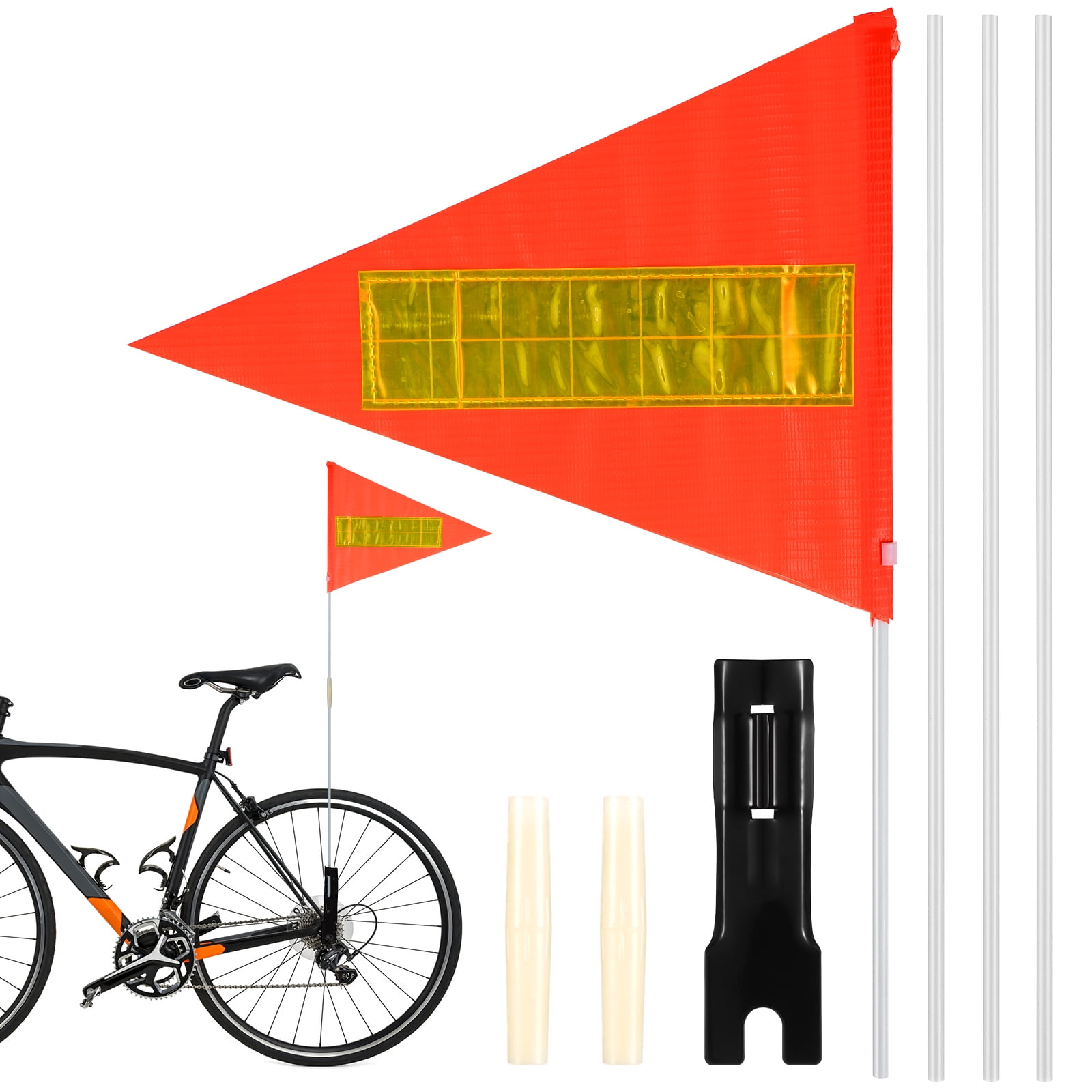 WHAMVOX 1 Set Bicycle Flag Bike Safety Flag with Pole Go Kart Flags for ...