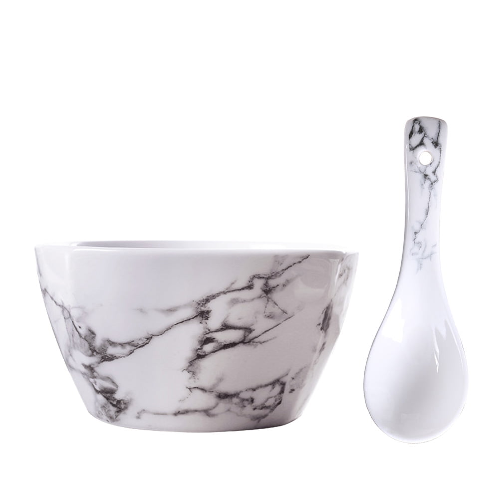 YSNOOWE Ceramic Salad Bowl Marbled Pattern for Families Meal Time 1Set ...