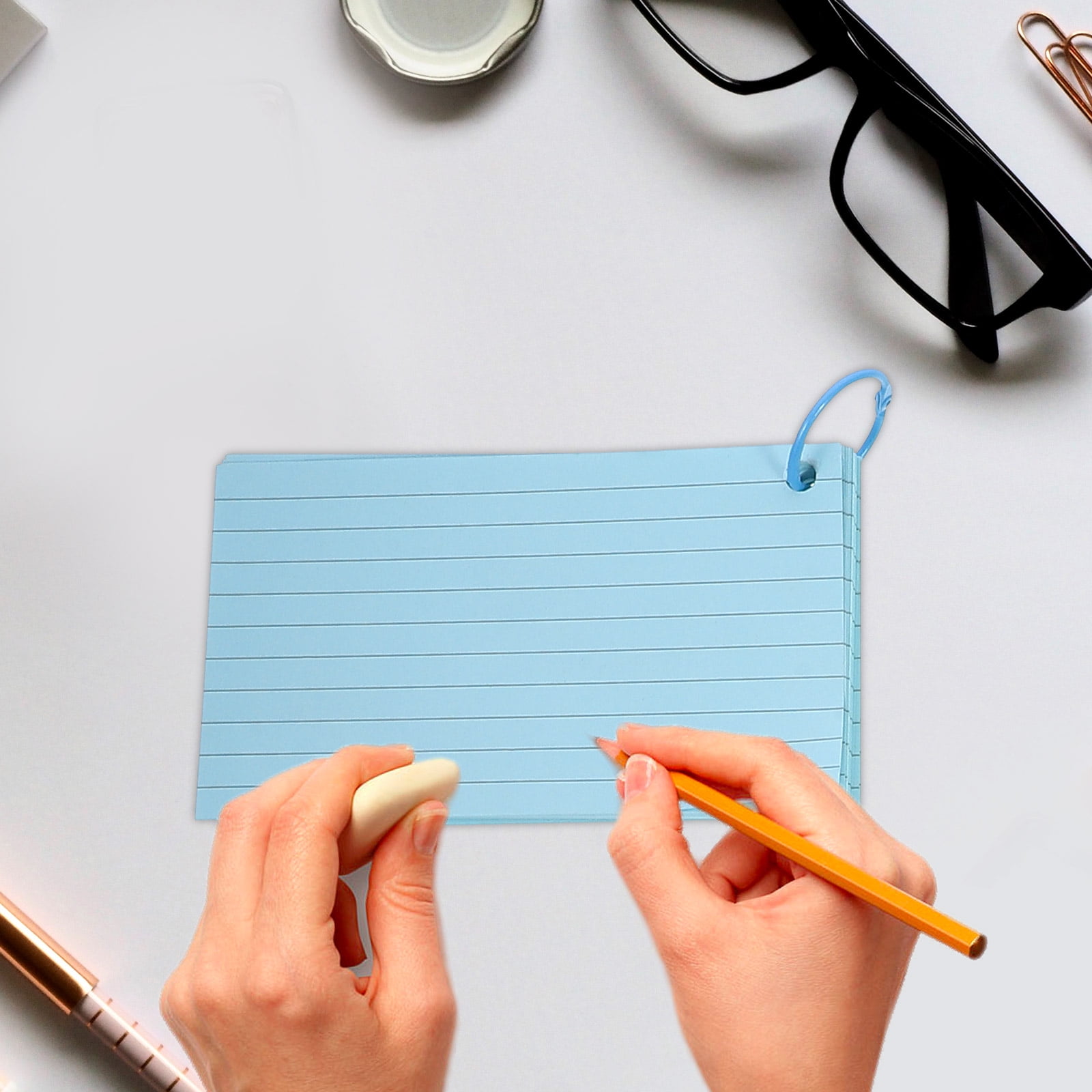 WHAMVOX 1 Set Index Cards with Rings Study Flash Cards Single Hole Punched Flashcards Studying ...