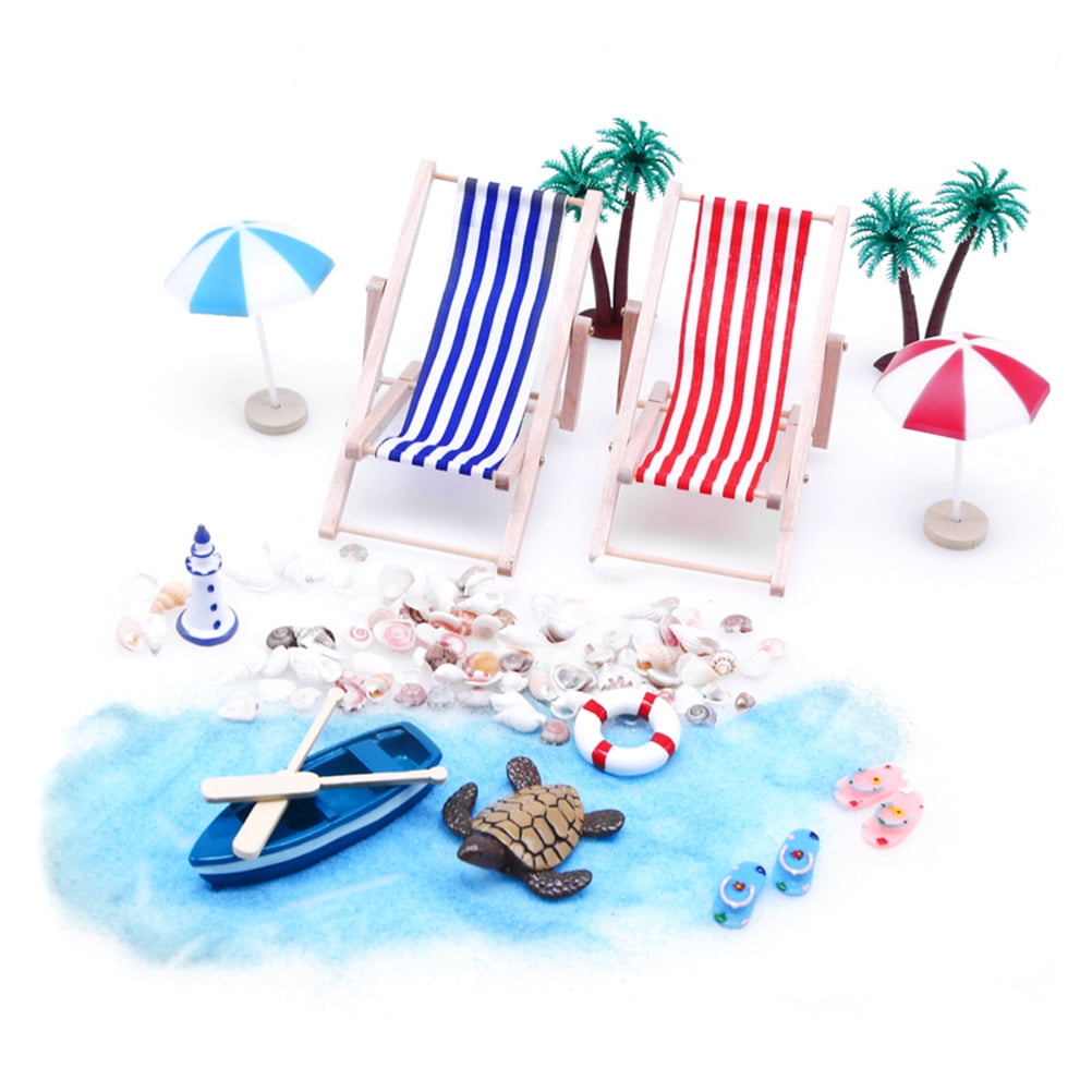WHAMVOX 1 Set Miniature Beach Houses Assorted Color Plastic Wood Cloth ...